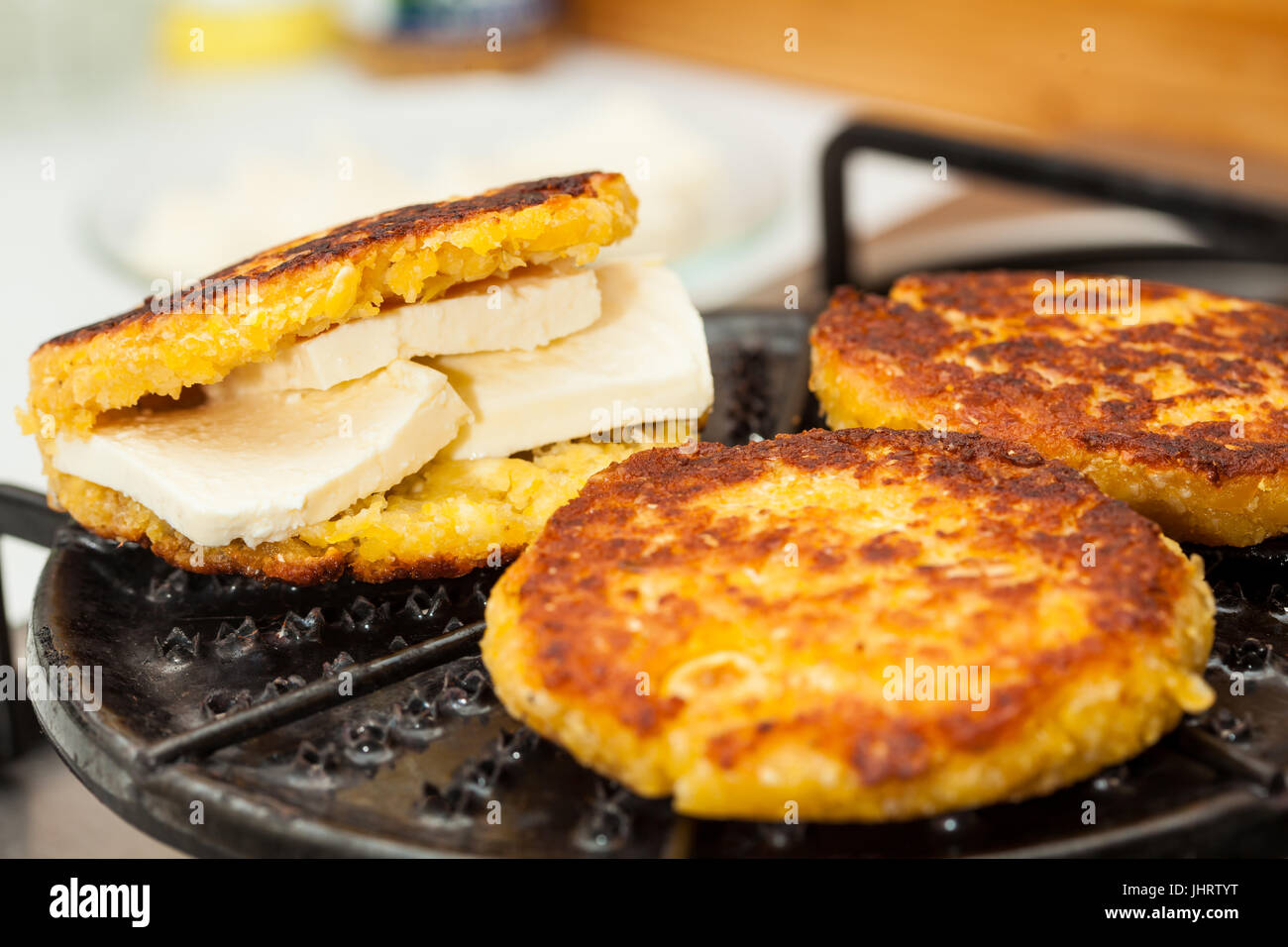 Traditional Colombian Arepa de Choclo Preparation : Grilling the ...