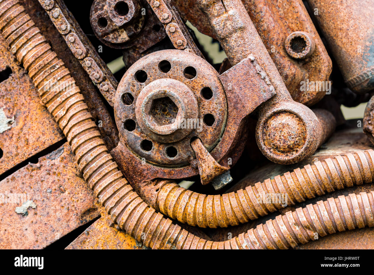 grunge metal details and components of old industrial machinery Stock ...