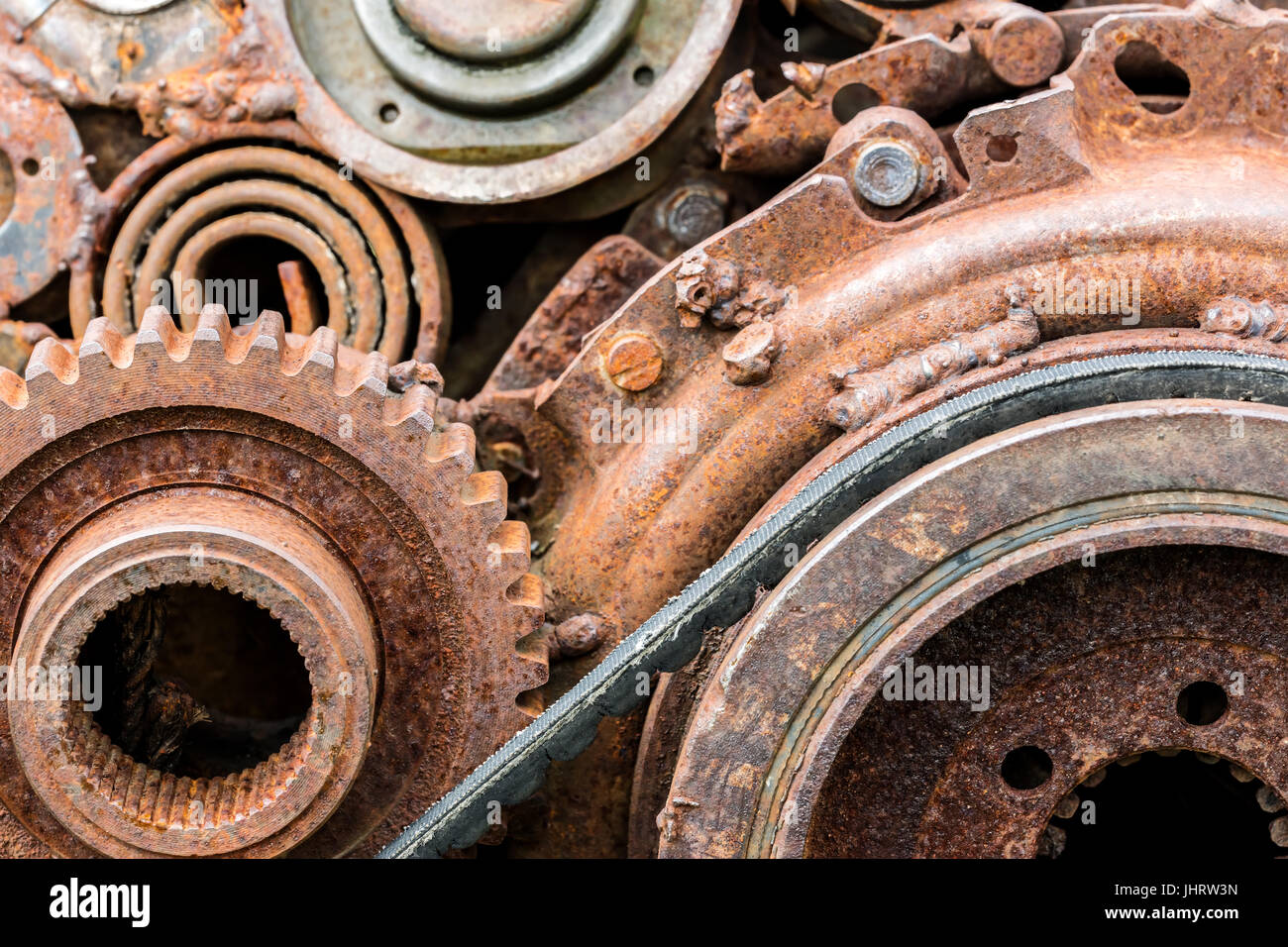 corroded details of old industrial equipment. old mechanism closeup ...