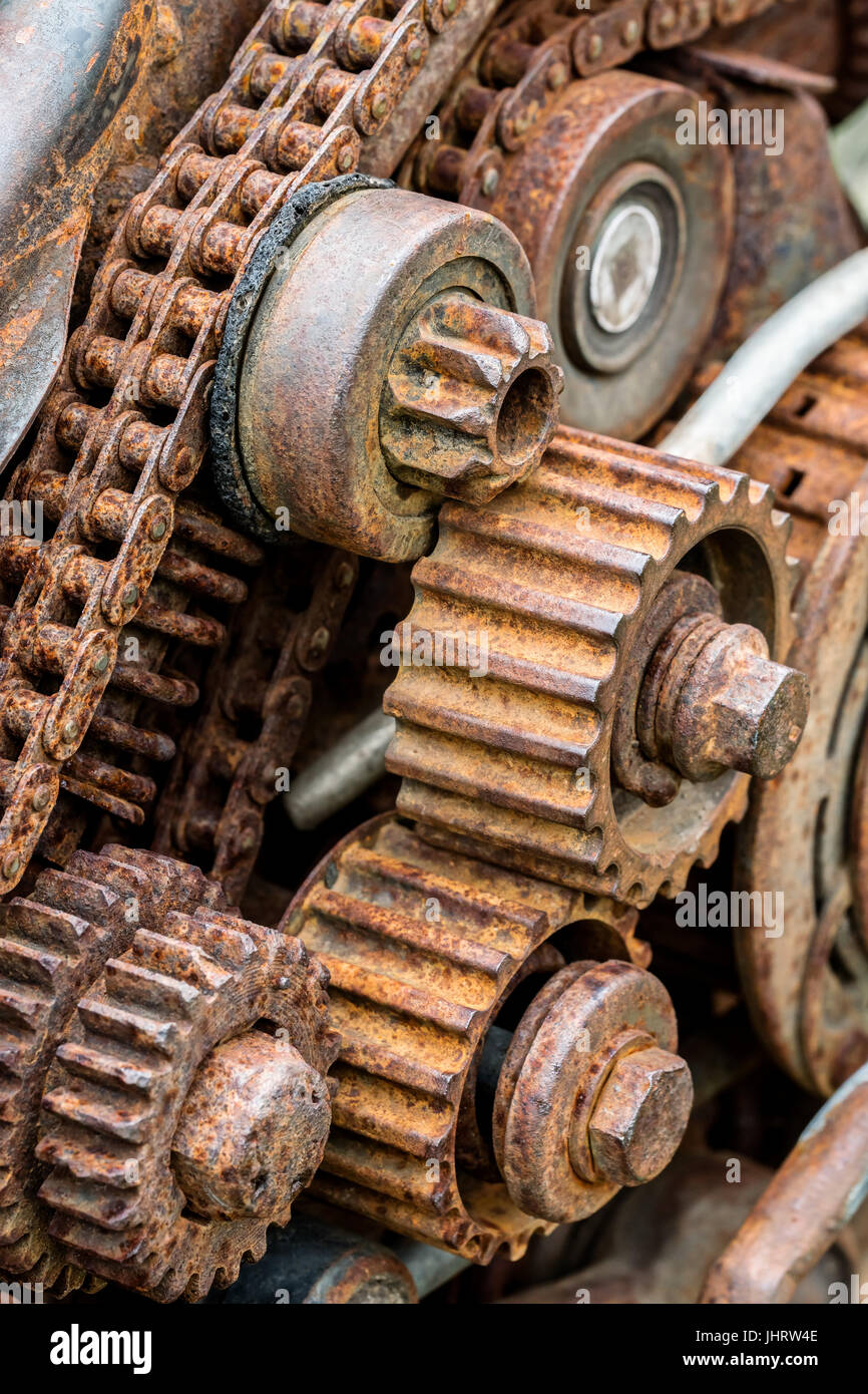 old worn out gear wheel under corrosion closeup Stock Photo - Alamy