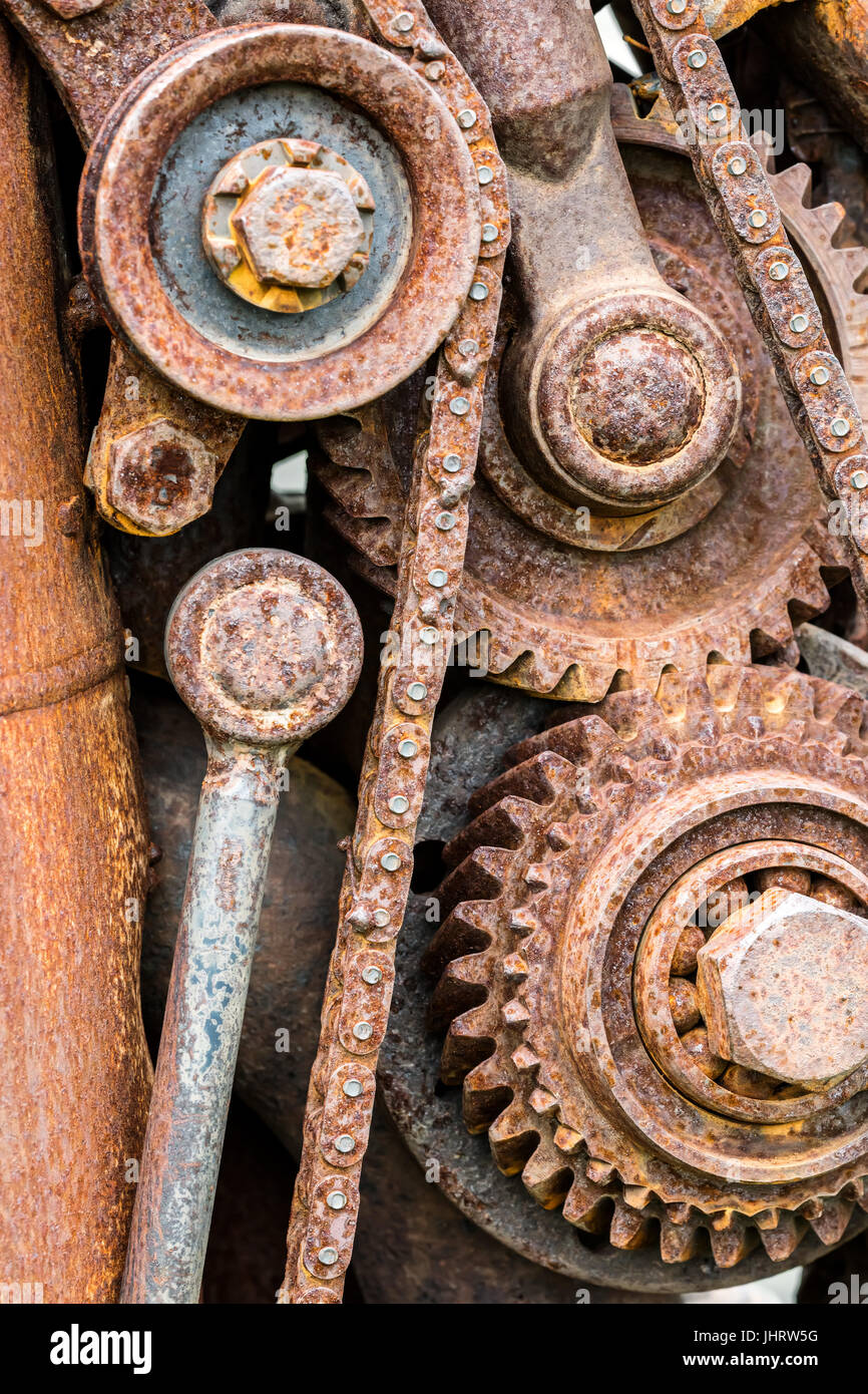 rusty sprockets and gear wheels of old industrial machine Stock Photo ...