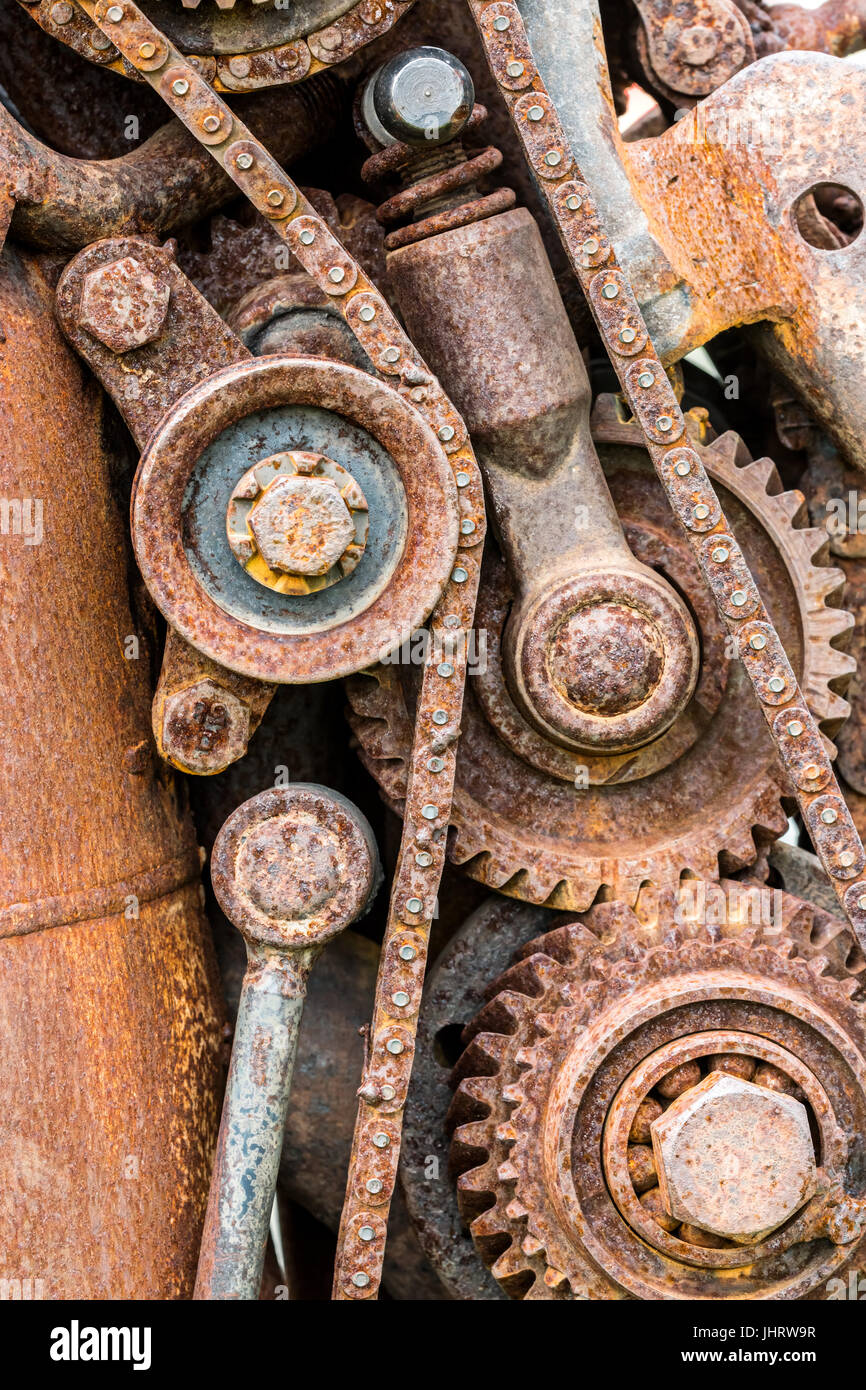 grunge rusty gear wheels and other components of industrial machinery ...