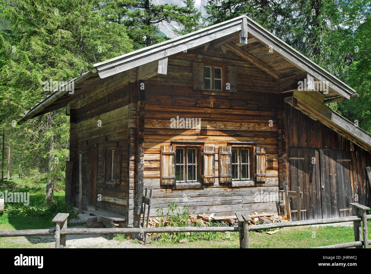 Log cabin - alpine hut, Blockhaus - Almhuette Stock Photo - Alamy