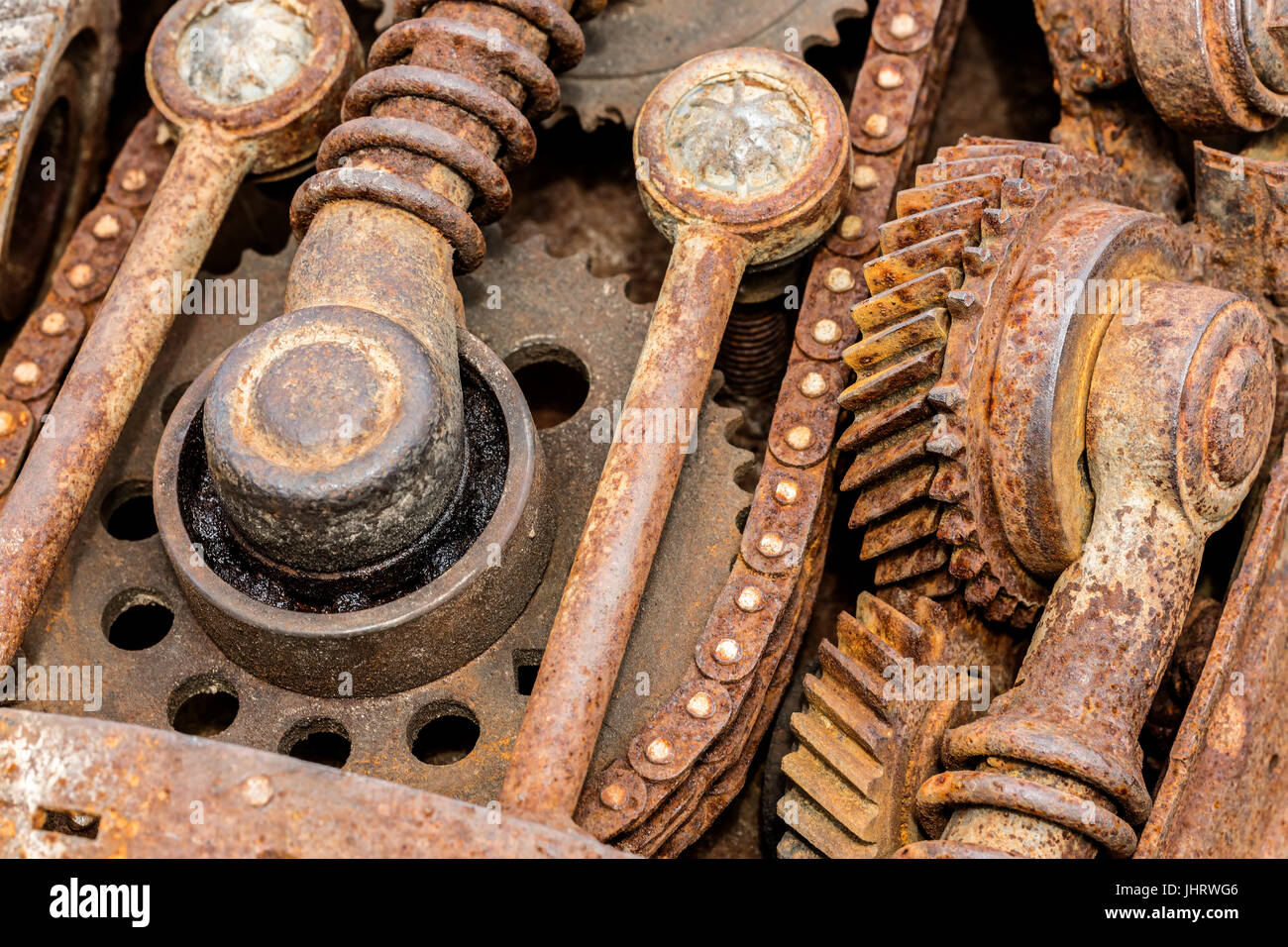 grunge rusty metal components of industrial machine. old industrial ...