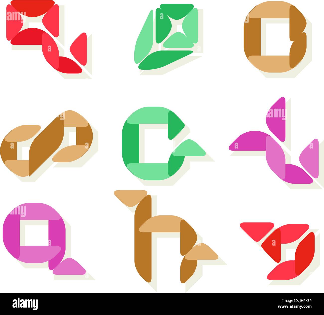 Set of symbol and shapes. Trendy icons and logotypes. Business signs ...