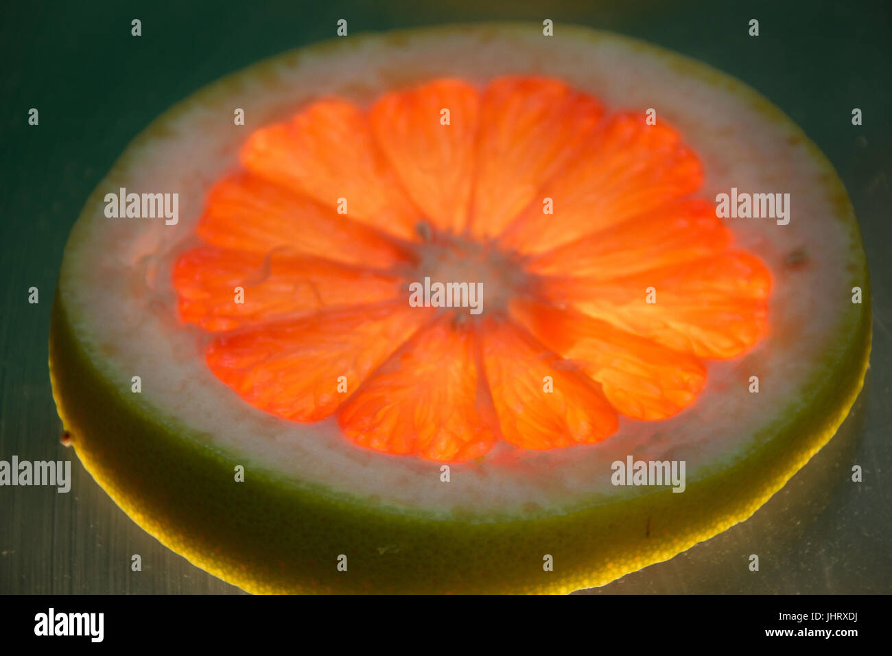 Photograph of a grapefruit slice on lighted glass Stock Photo - Alamy