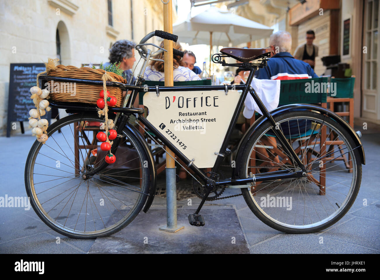 Trendy D'Office restaurant on Archbishop Street in Valletta, capital of ...