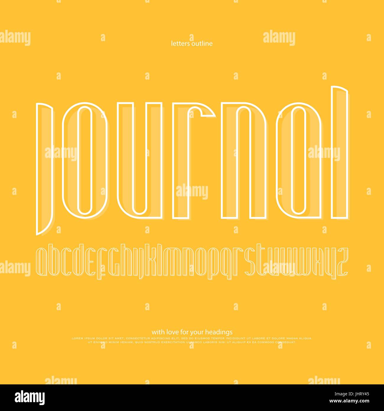 regular, high style alphabet letters over yellow background. vector ...