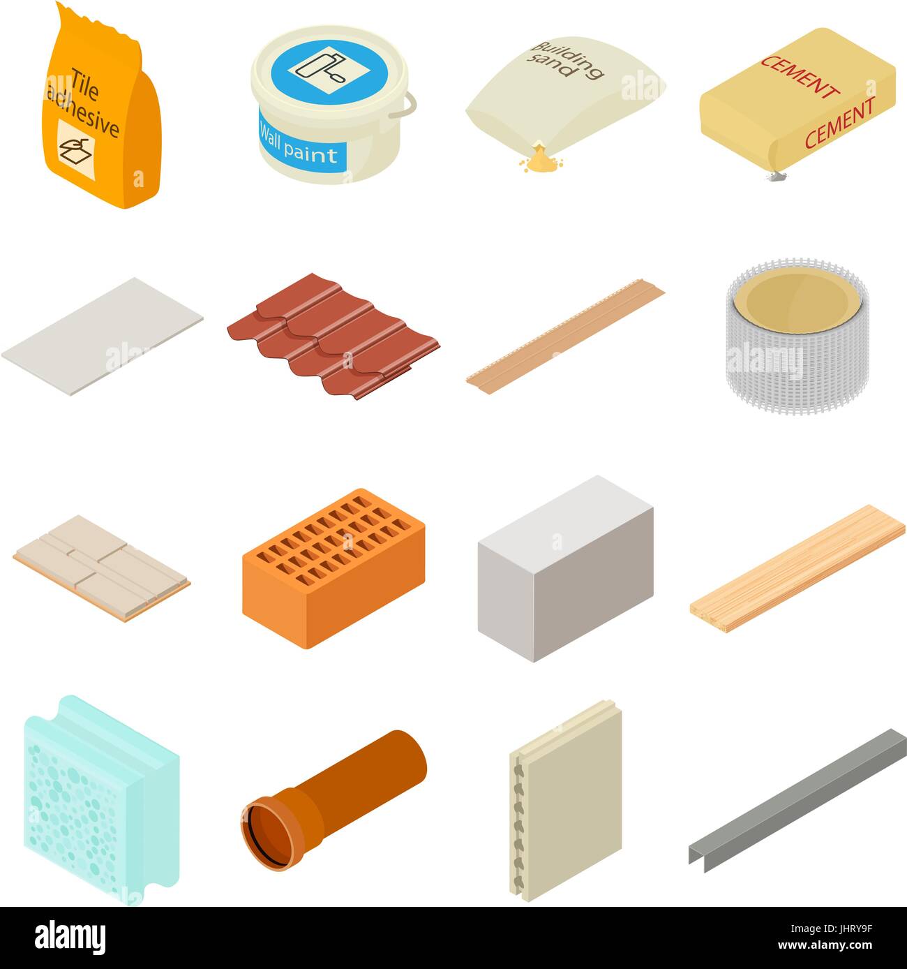 Building materials icons set, isometric style Stock Vector Image & Art ...