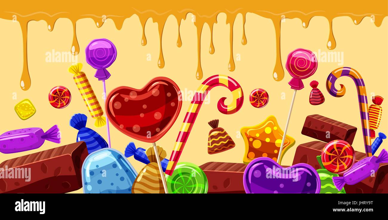 Sweets cakes banner horizontal line, cartoon style Stock Vector Image ...