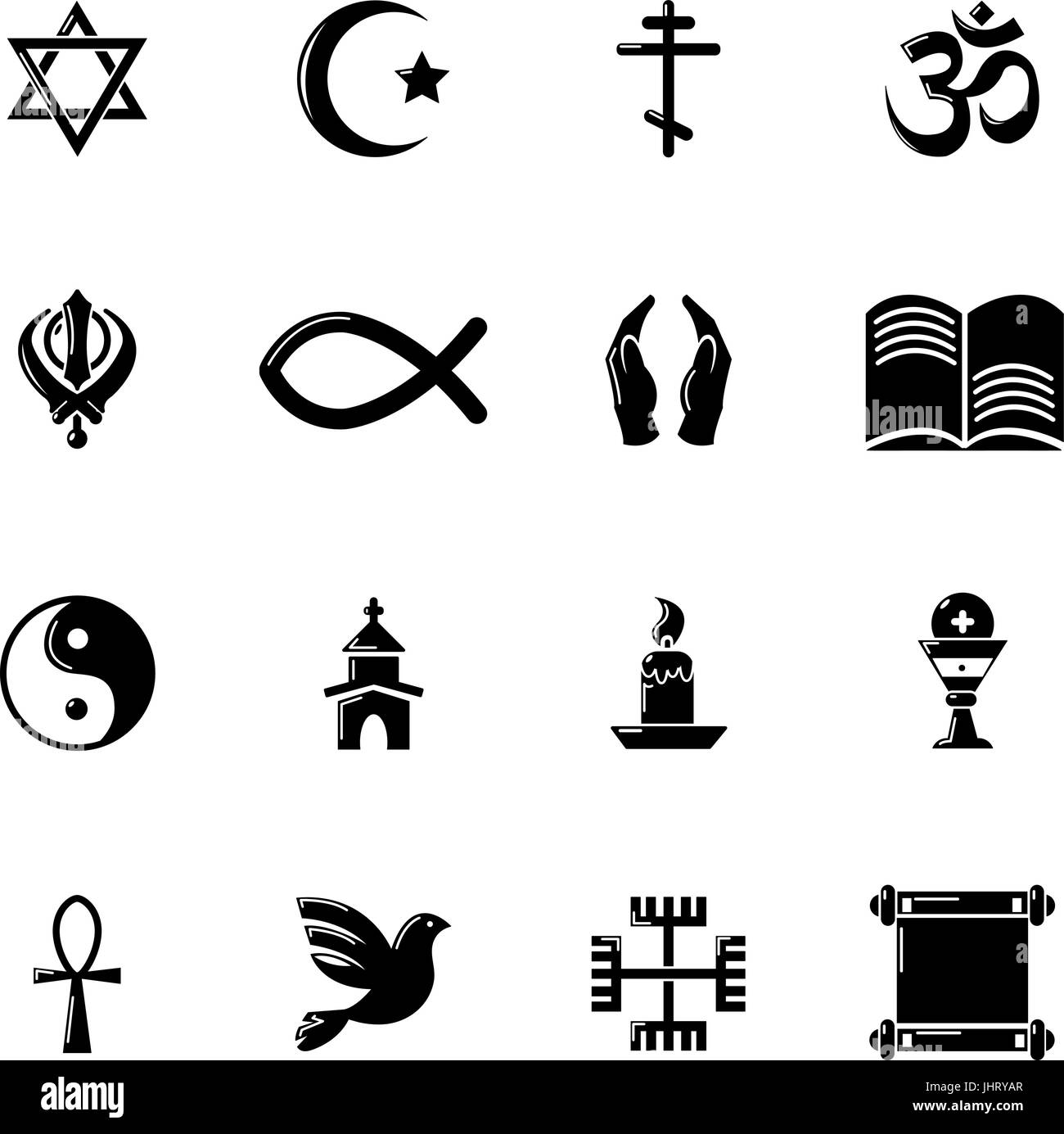 Vector Black Religion Icons Set High Resolution Stock Photography and ...