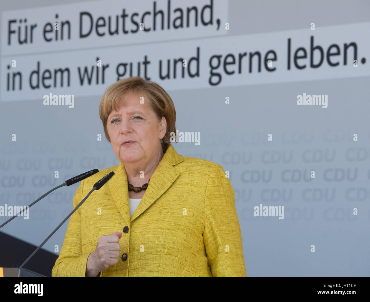 Zingst, Germany. 15th July, 2017. German Chancellor Angela Merkel (CDU ...