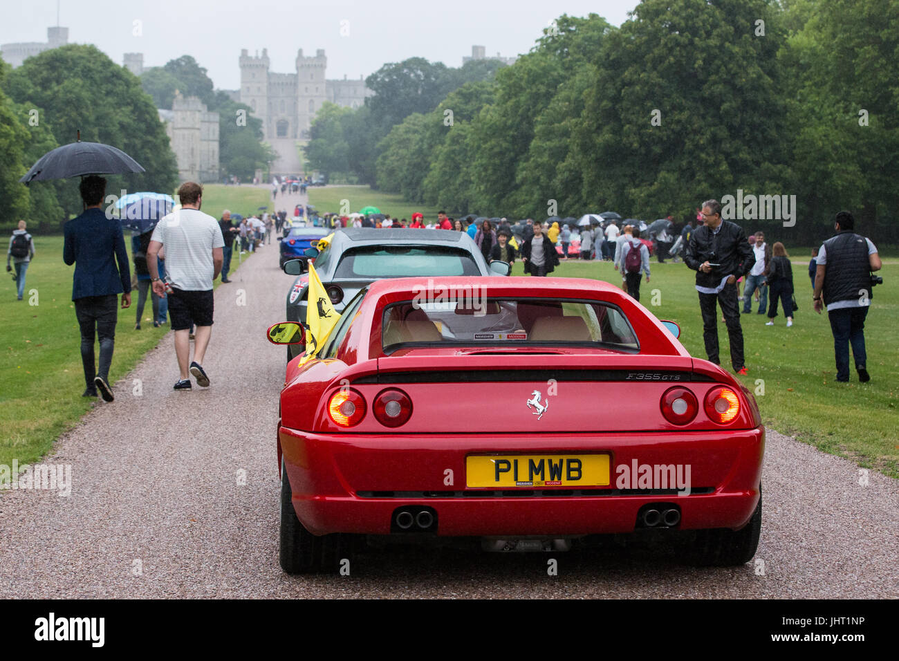 Windsor, UK. 15th July, 2017. Ferrari cars parade along the Long Walk ...