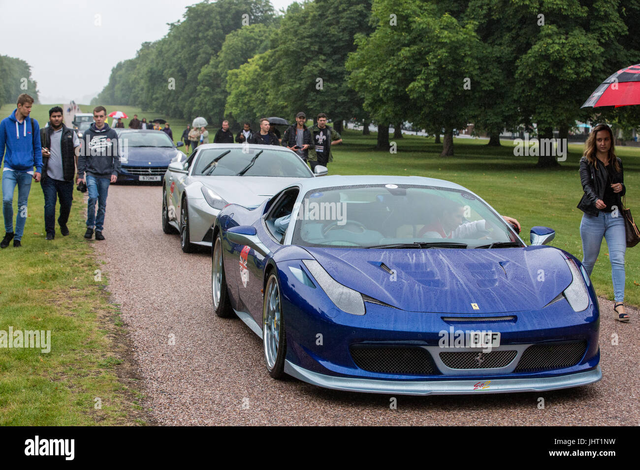 Windsor, UK. 15th July, 2017. Ferrari cars parade along the Long Walk ...