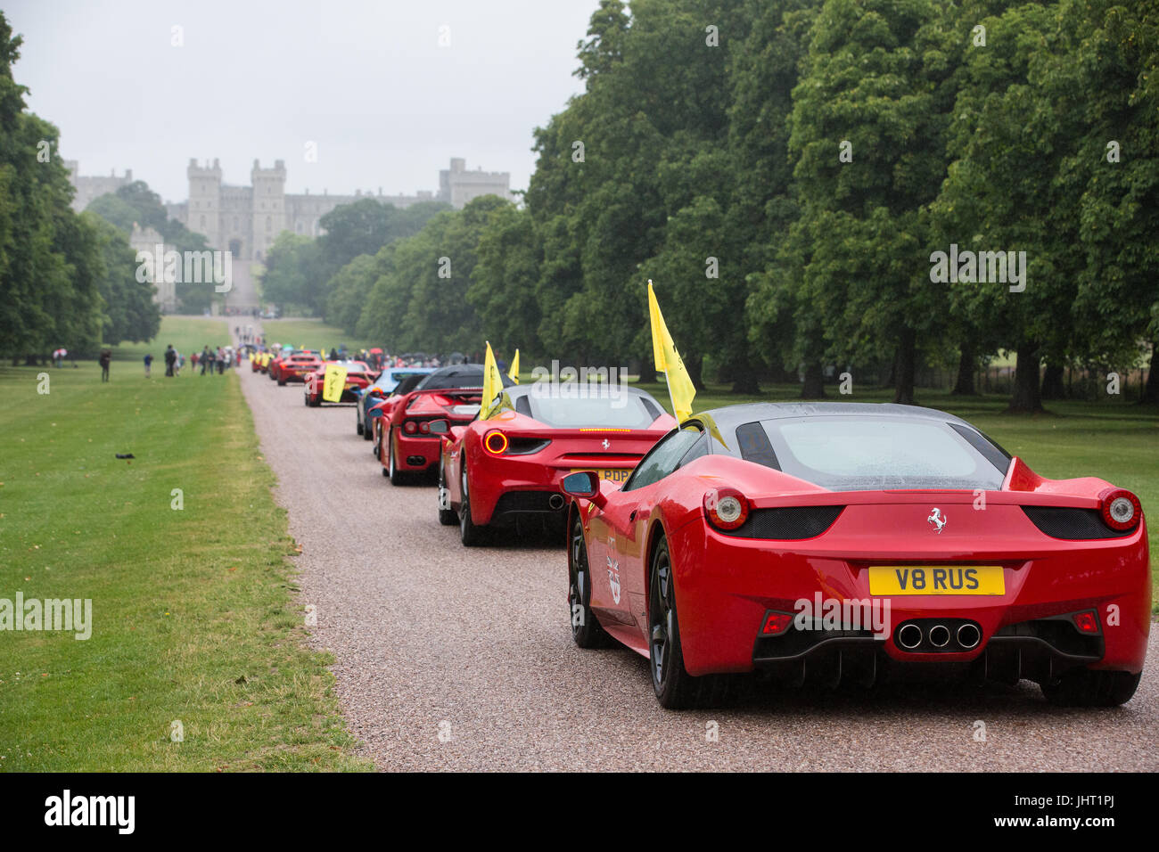 Windsor, UK. 15th July, 2017. Ferrari cars parade along the Long Walk ...