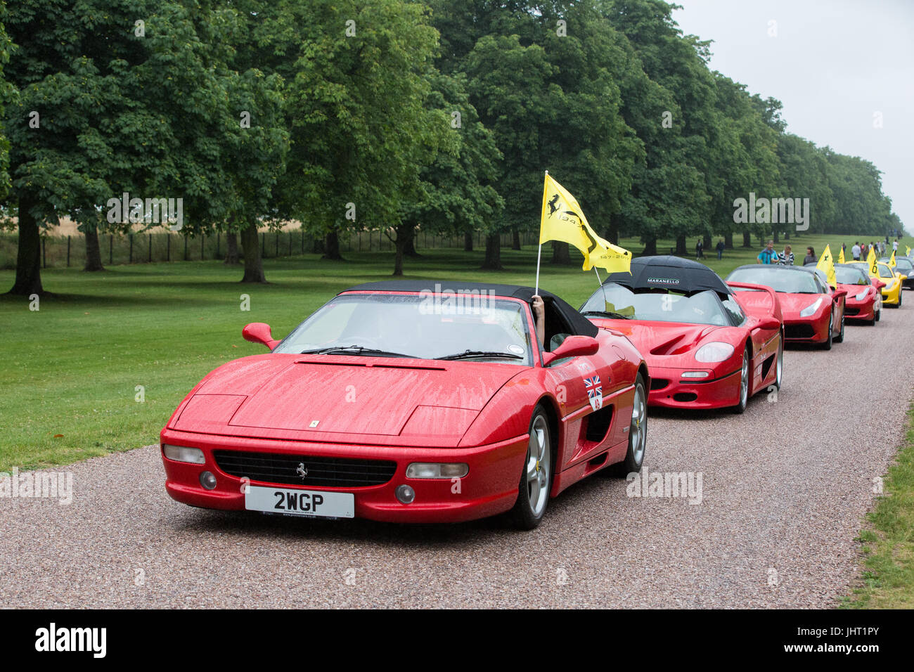 Windsor, UK. 15th July, 2017. Ferrari cars parade along the Long Walk ...