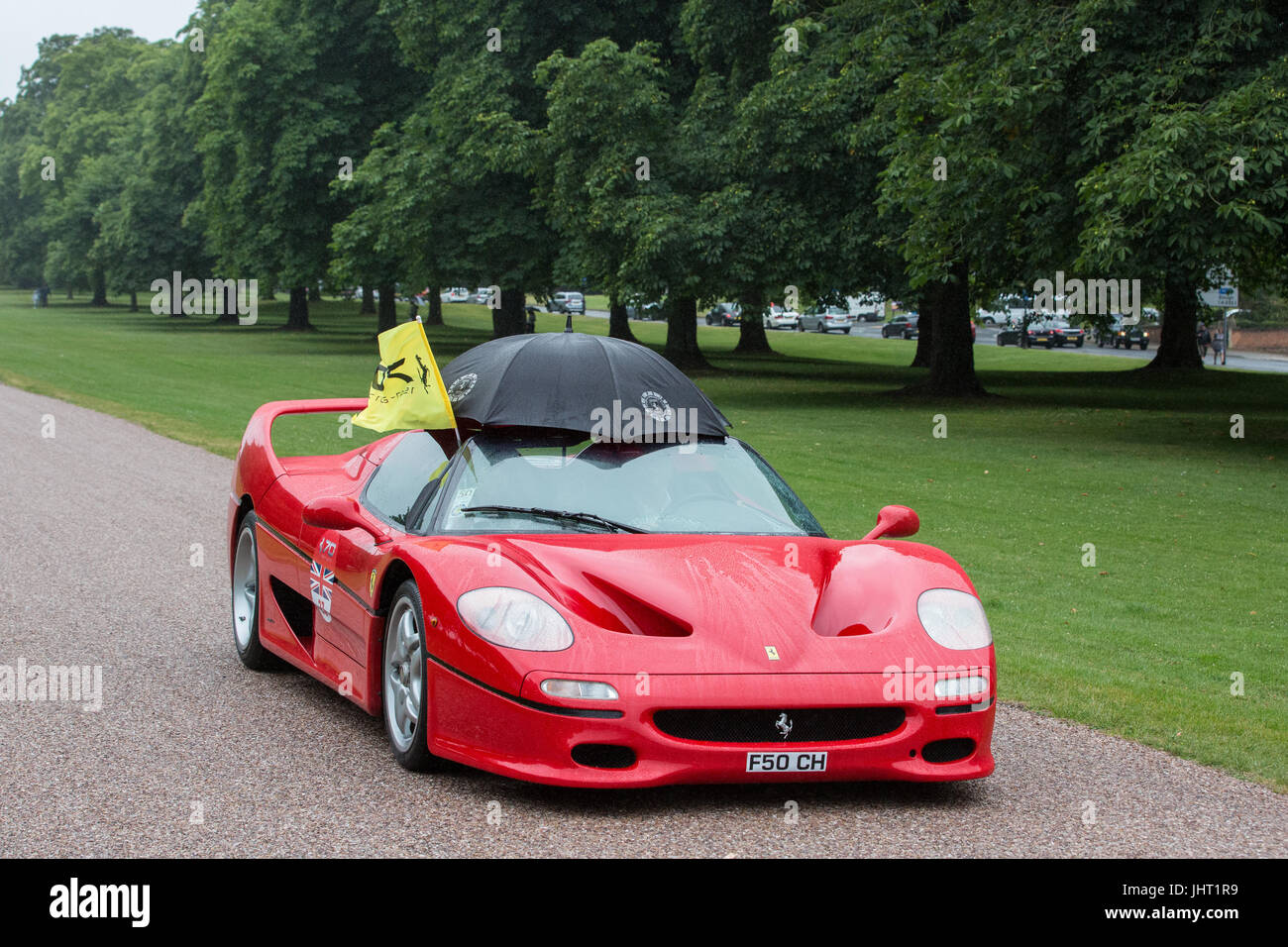 Windsor, UK. 15th July, 2017. Ferrari cars parade along the Long Walk ...