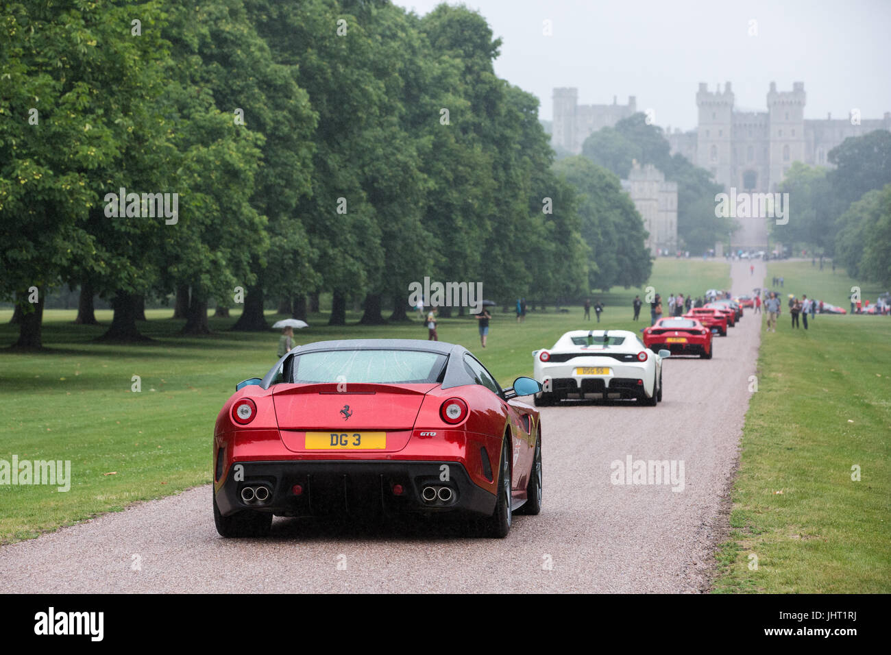 Windsor, UK. 15th July, 2017. Ferrari cars parade along the Long Walk ...