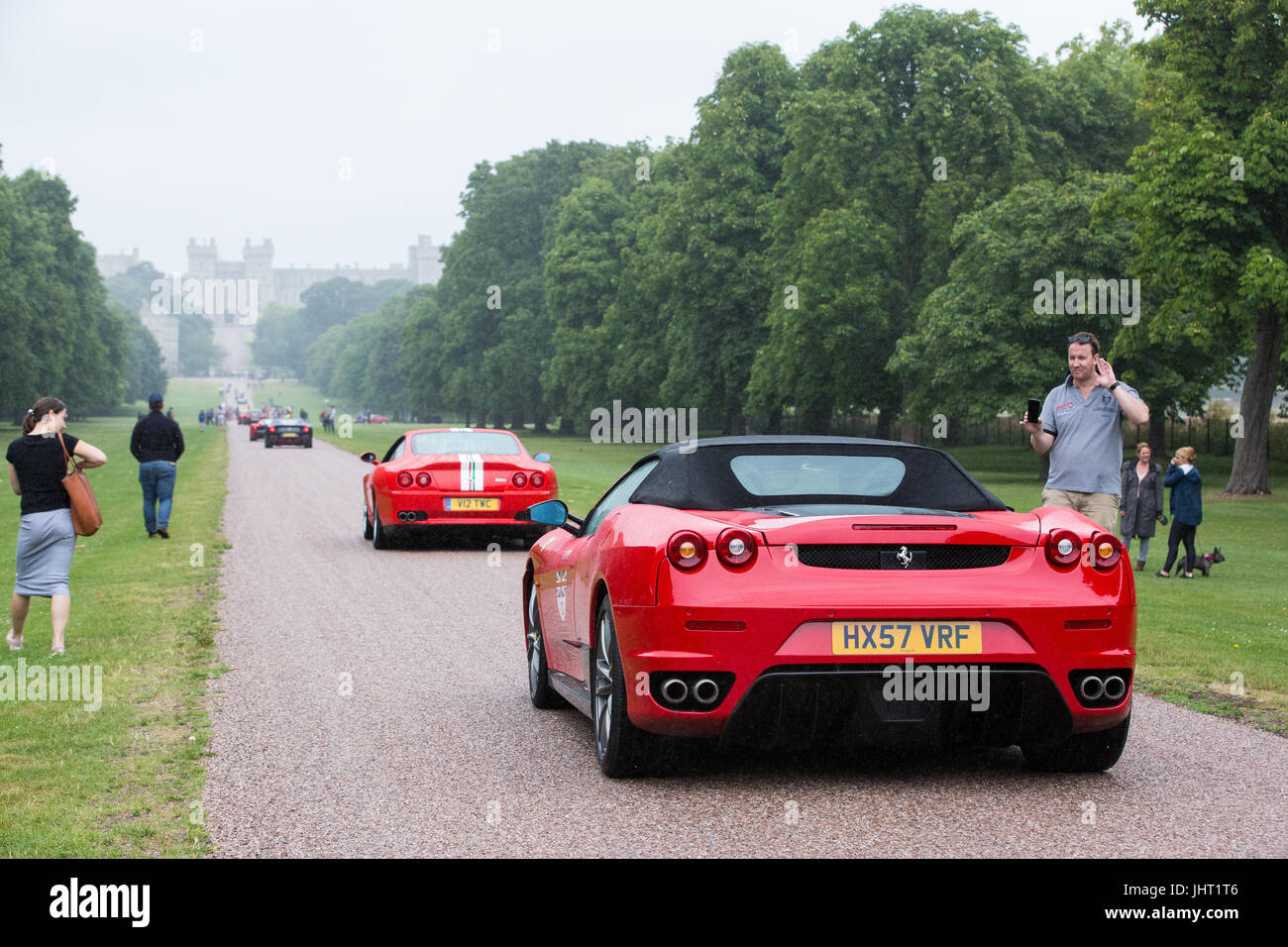 Windsor, UK. 15th July, 2017. Ferrari cars parade along the Long Walk ...