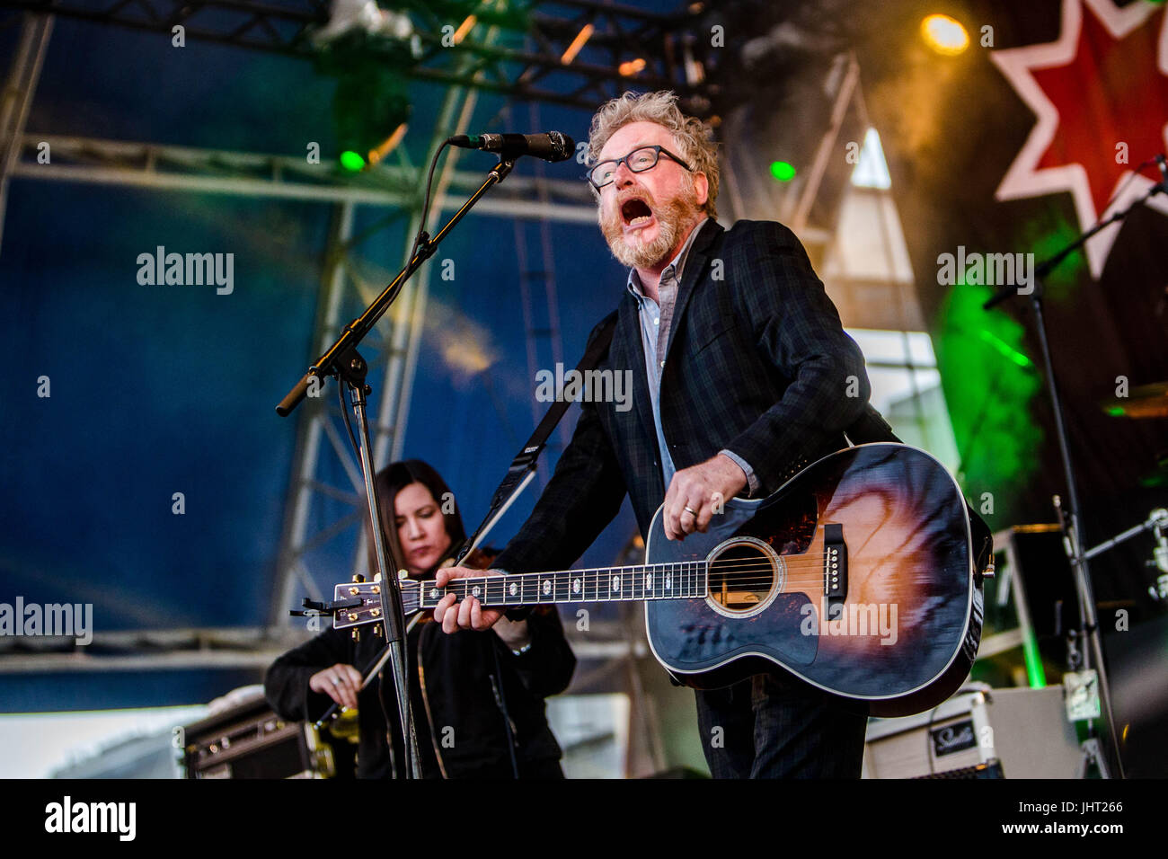 Celtic punk band Flogging Molly performs live in Milano, Italy Stock ...