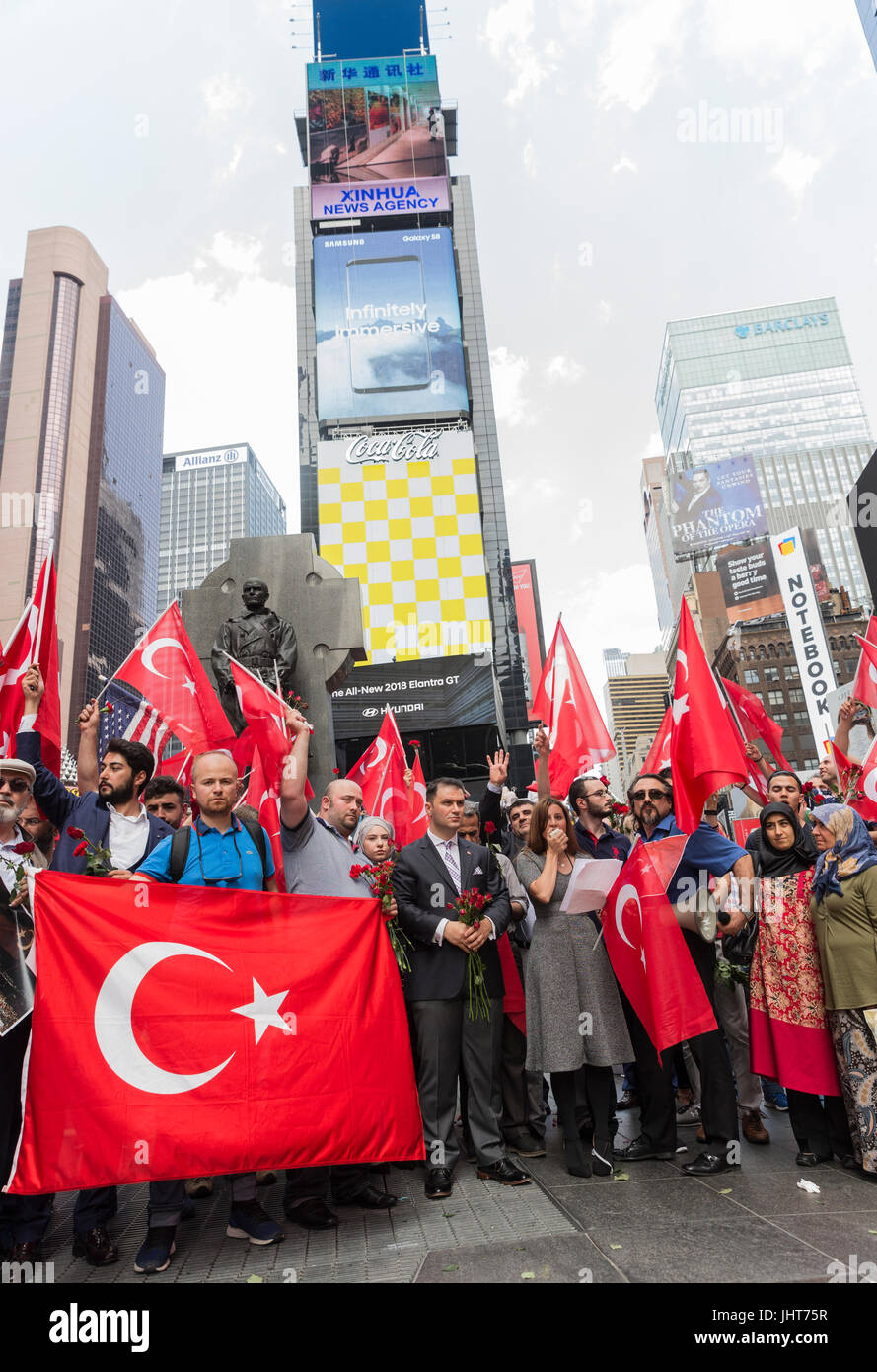 New York, NY USA - July 15, 2017: Turkish people staged rally in New ...