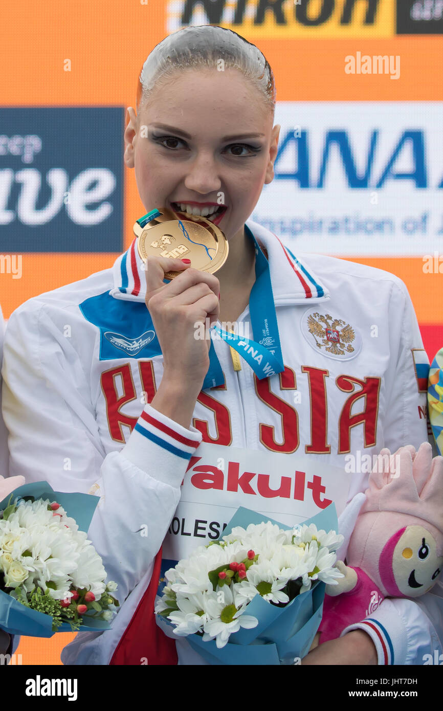 Budapest. 15th July, 2017. Gold medalist Svetlana Kolesnichenko of ...