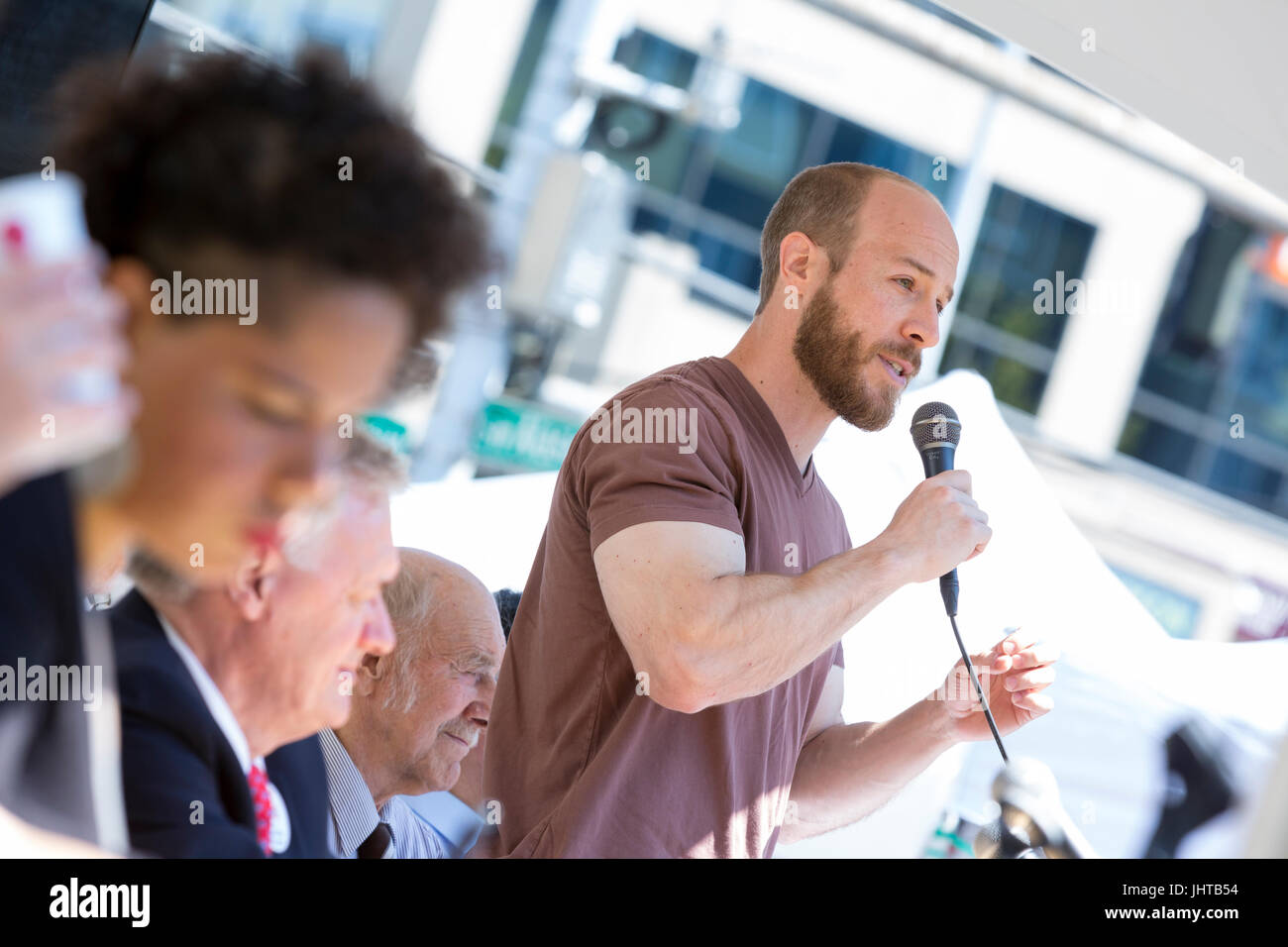 Seattle, Washington: Mayoral candidate Casey Carlisle speaks at a forum ...