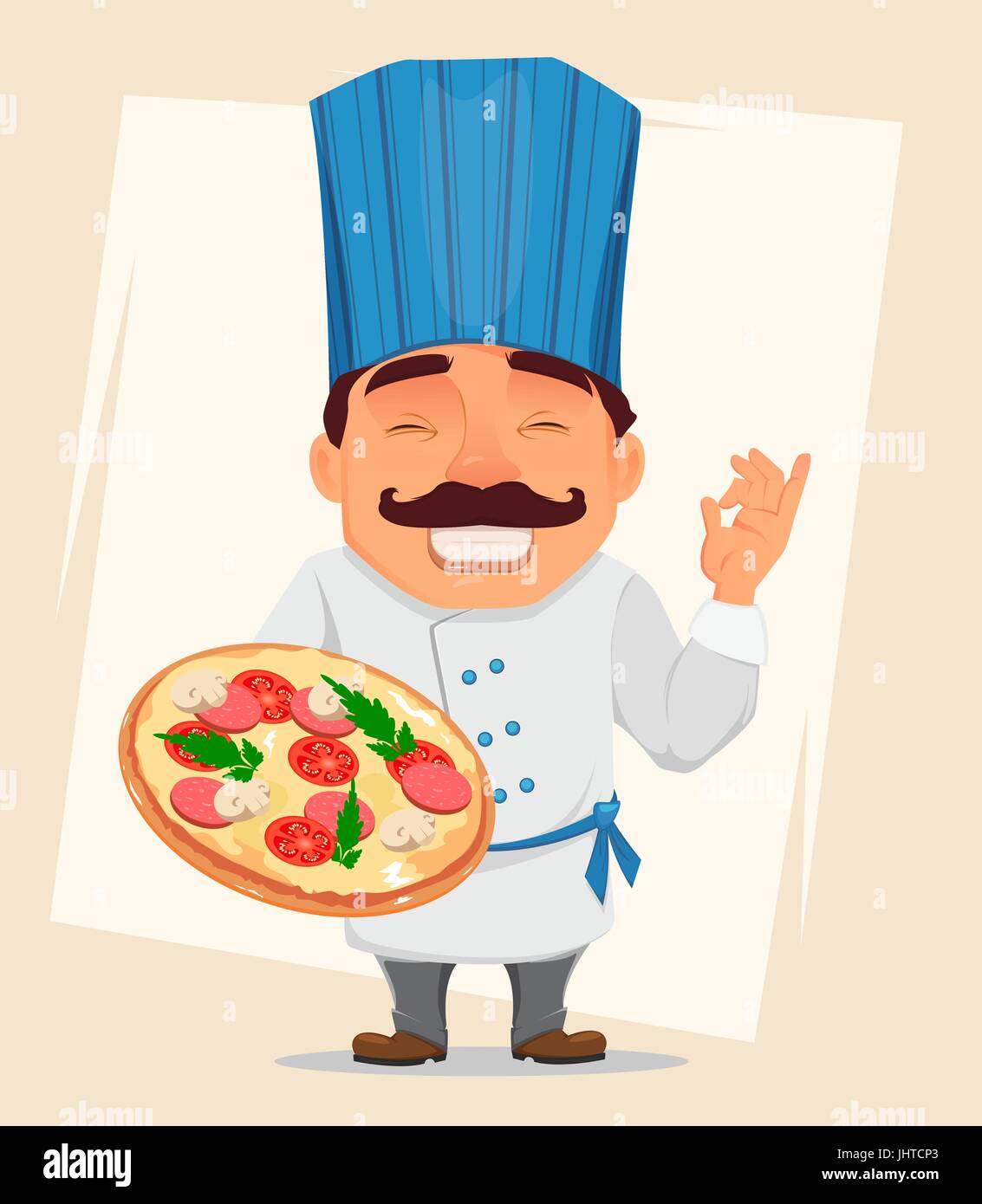 Cartoon pizza chef holding pizza hi-res stock photography and images ...