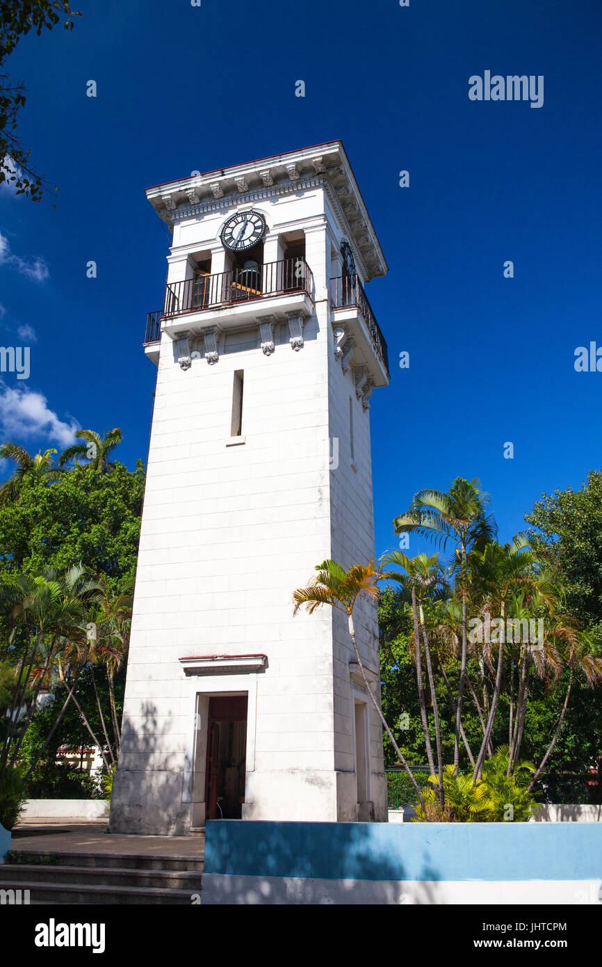 An old clock tower in the Minamar district in Havana, Cuba. Between ...