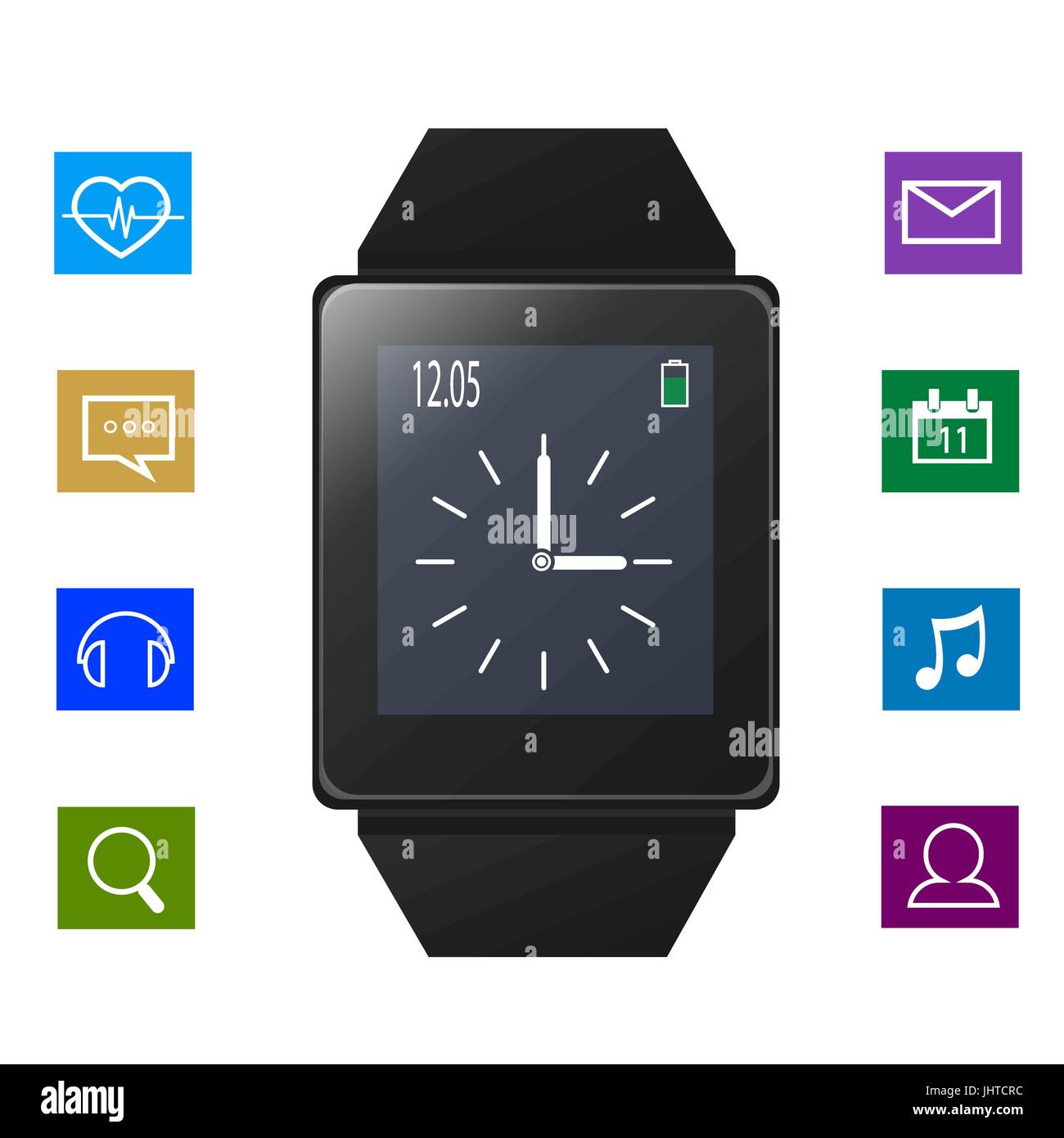 Smartwatch face with time Stock Vector Images - Alamy
