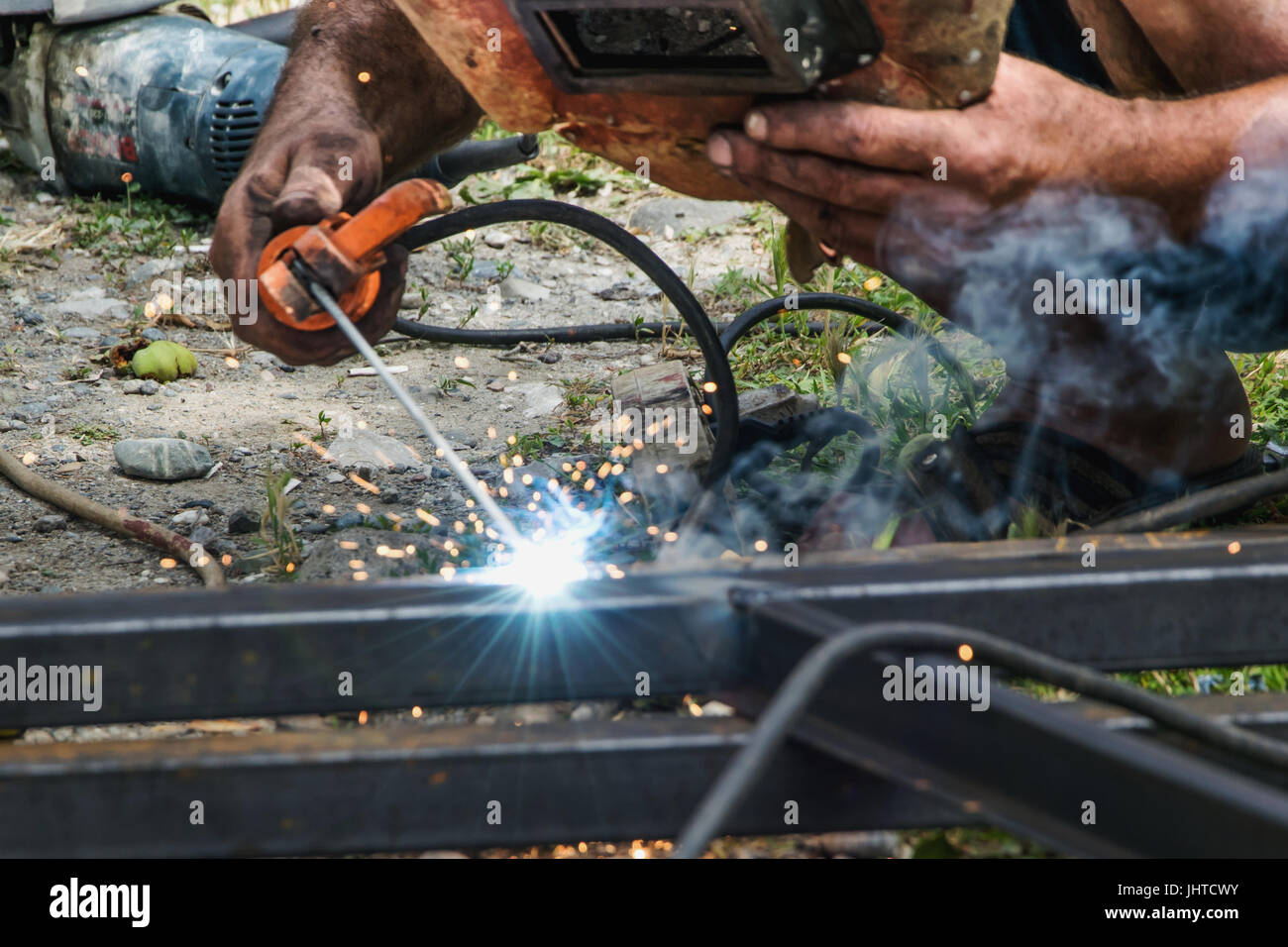Working the steel Stock Photo - Alamy
