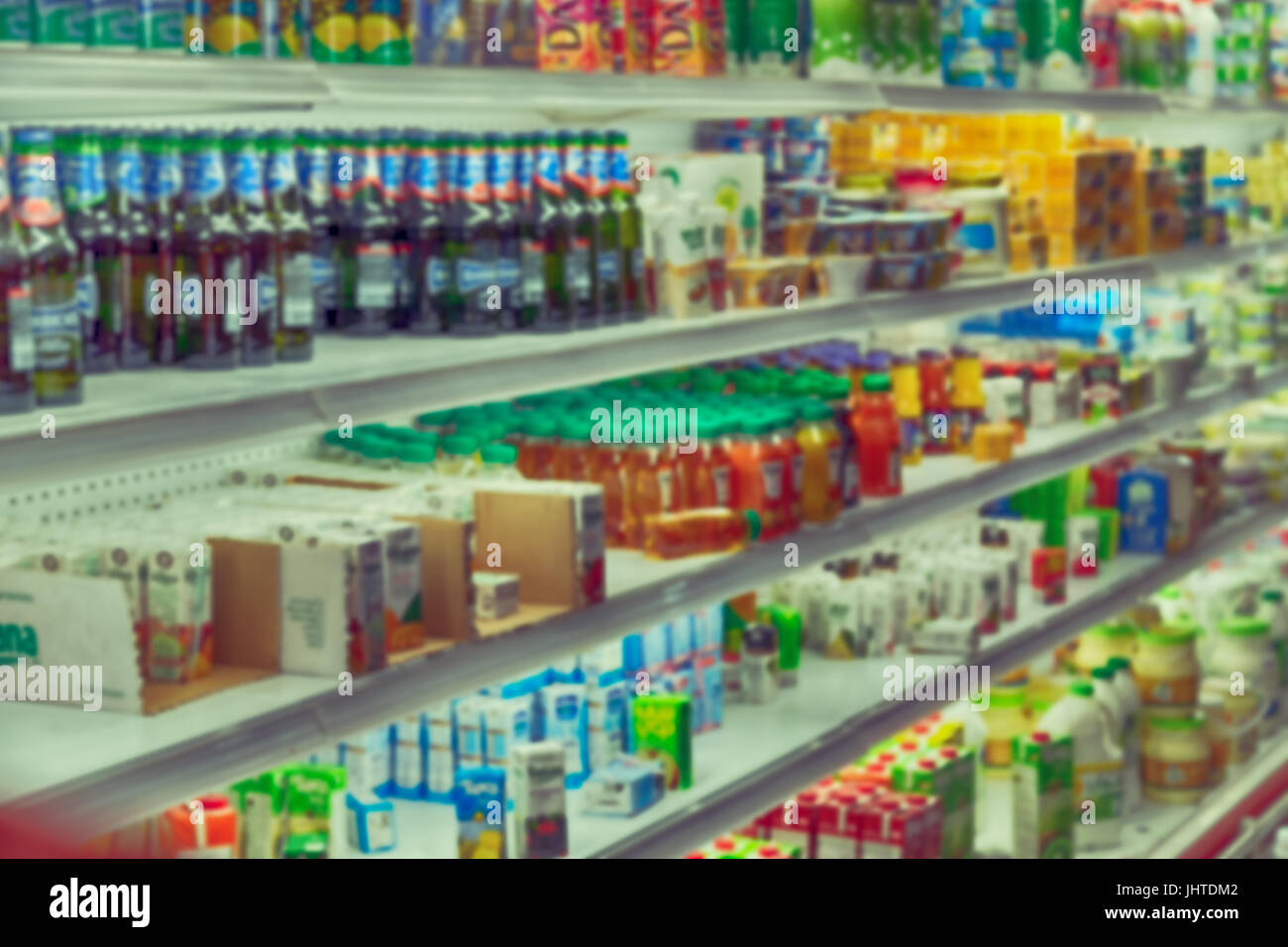 full of colors blurred in the supermarket like shopping background ...