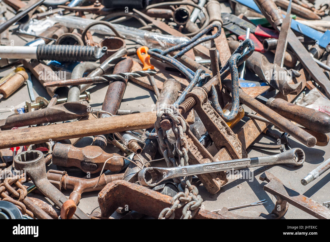 Old second-hand tools to sell on the street Stock Photo - Alamy
