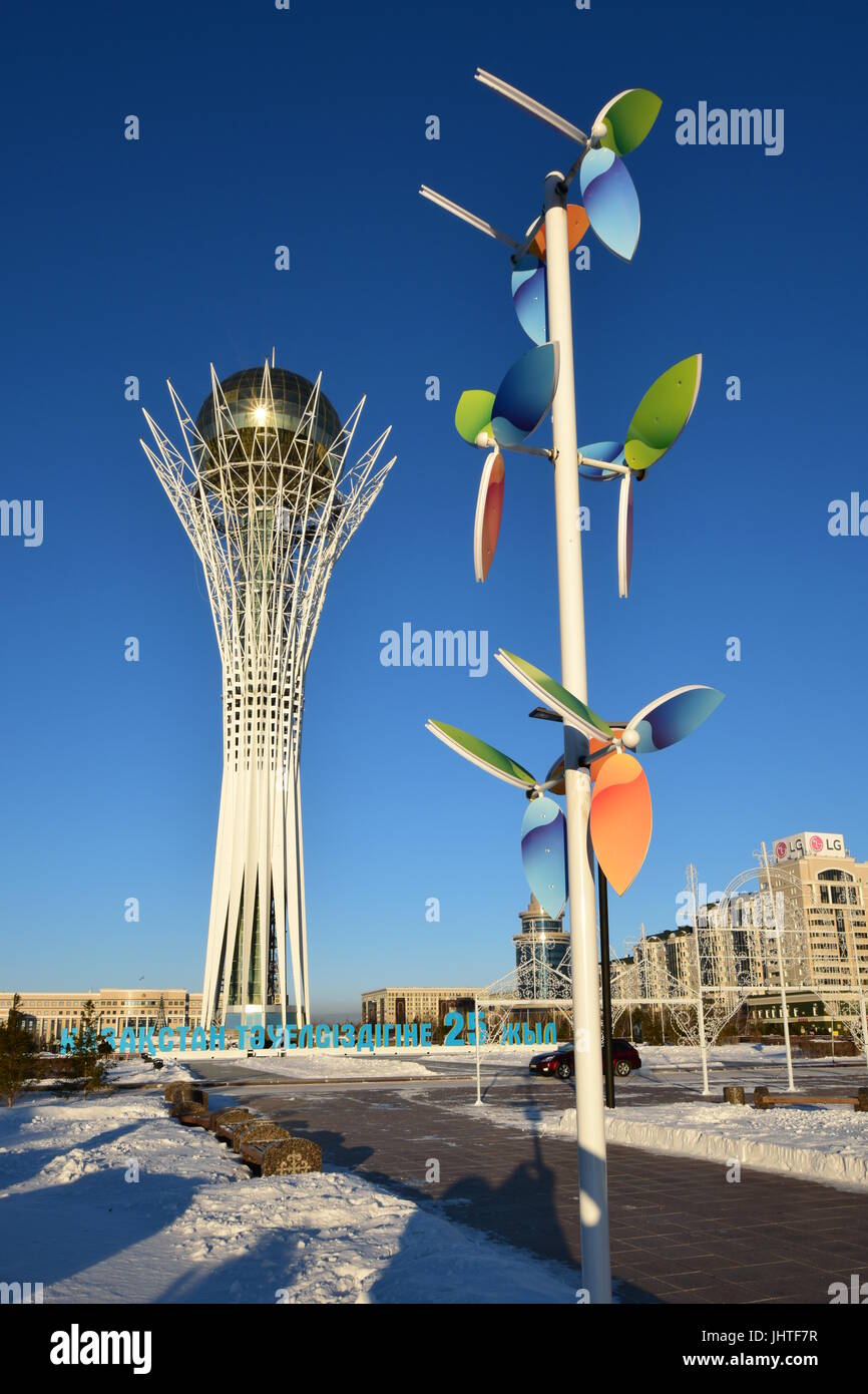 View of the Baiterek tower in Astana, capital of Kazakhstan, host of ...