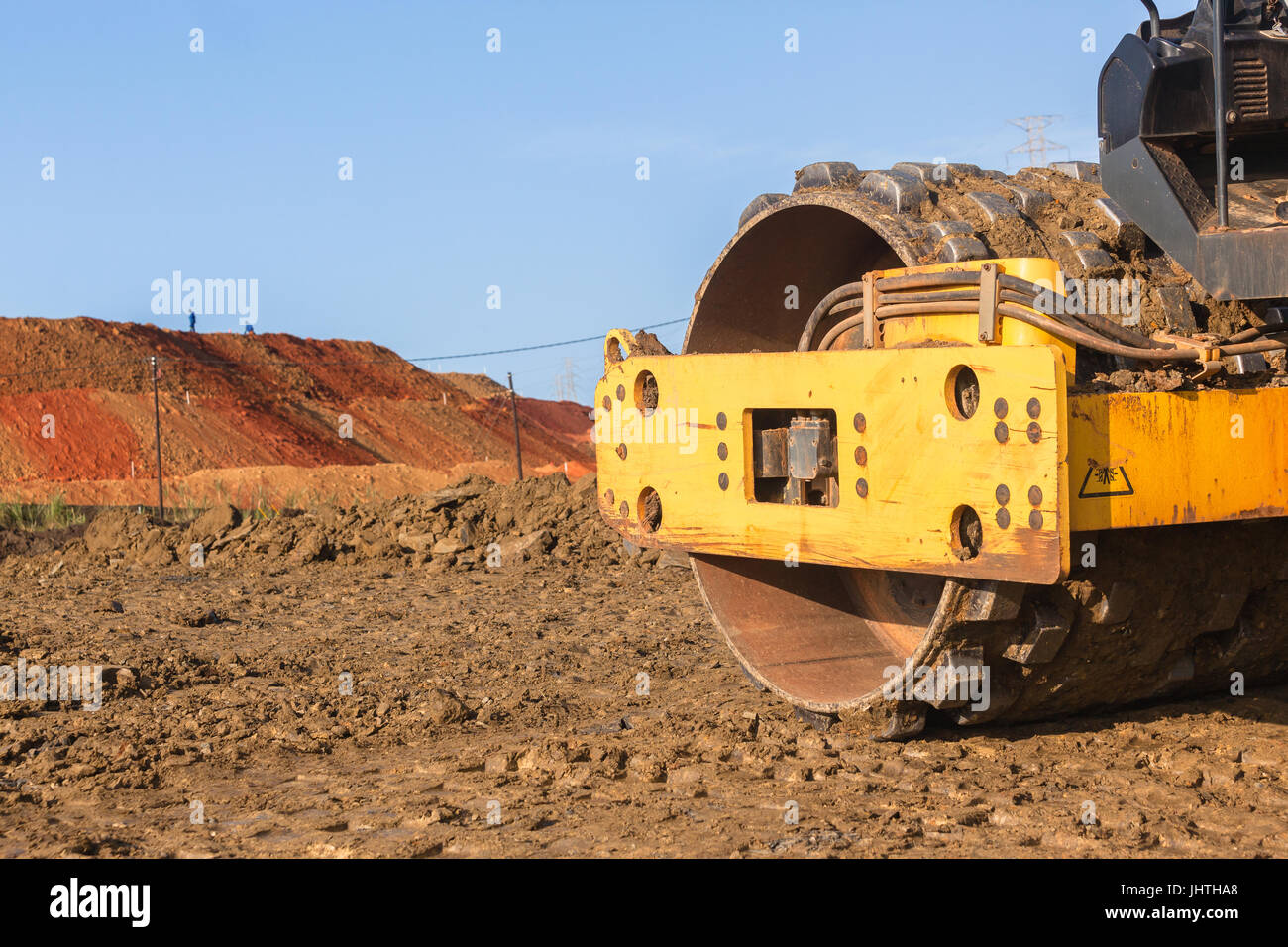 Construction industrial earthworks landfill compactor machine vibration ...