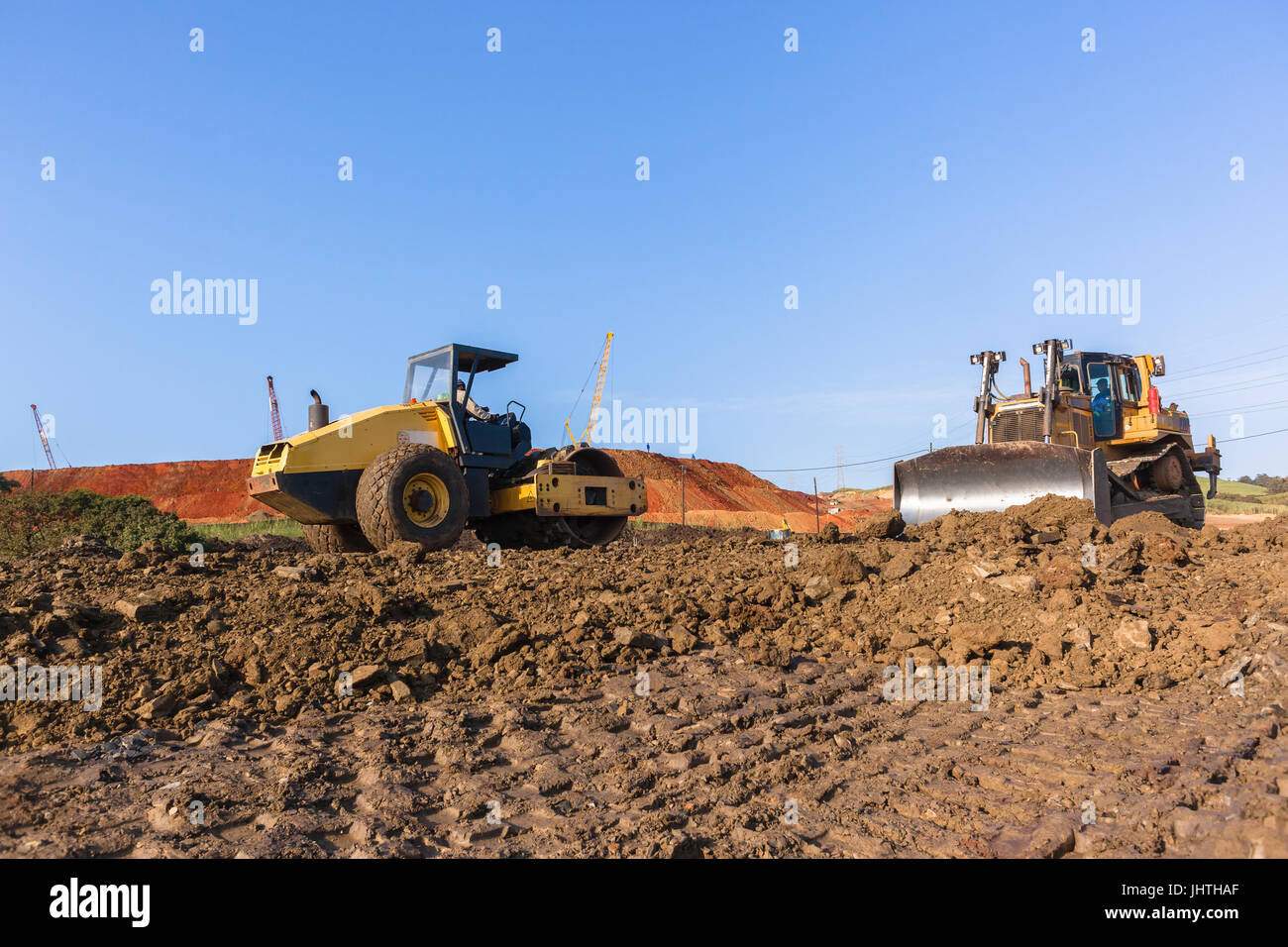 Construction industrial earthworks dozer and compactor machines ...