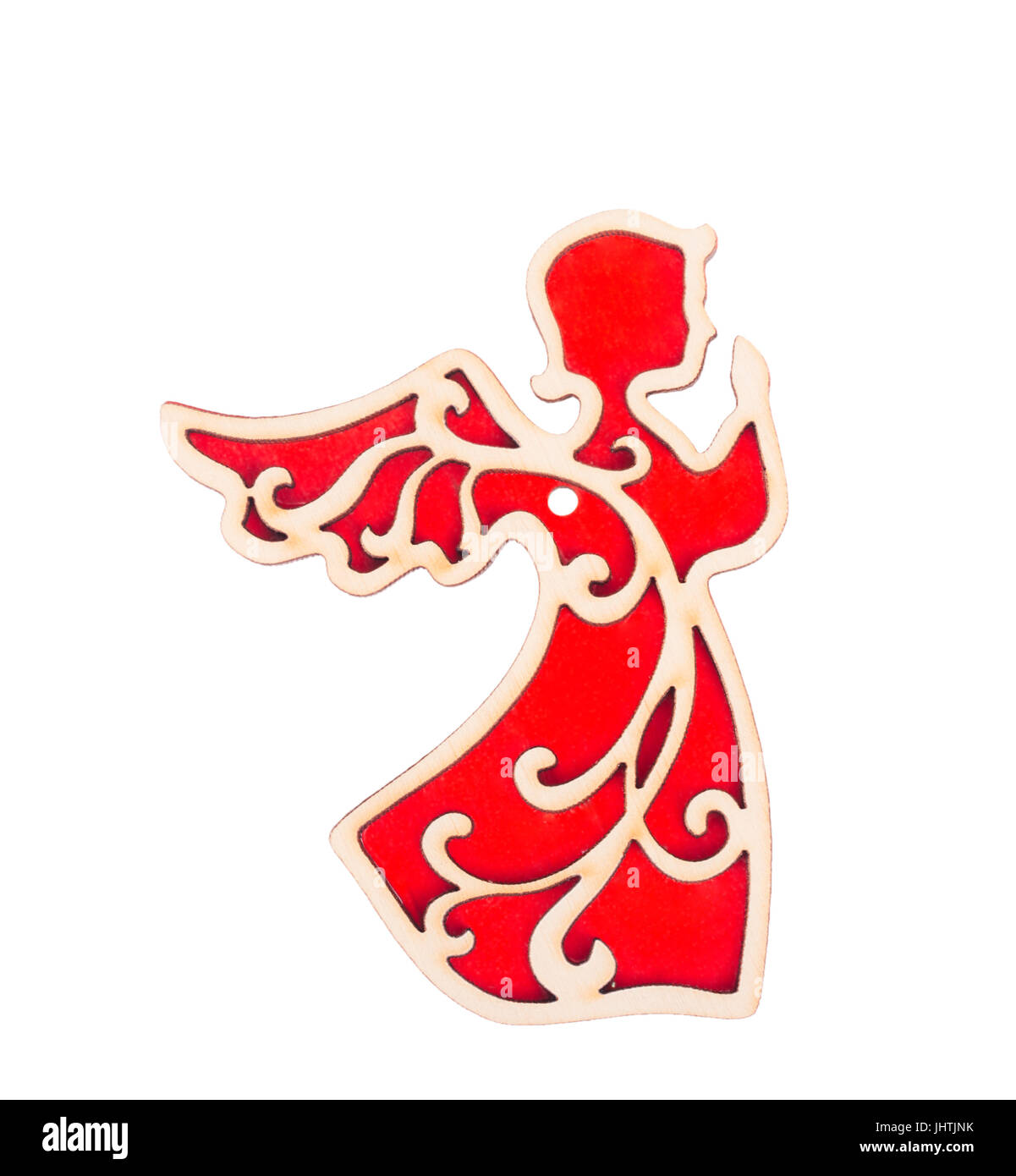 Christmas decorations of red Angels isolated on white background Stock ...