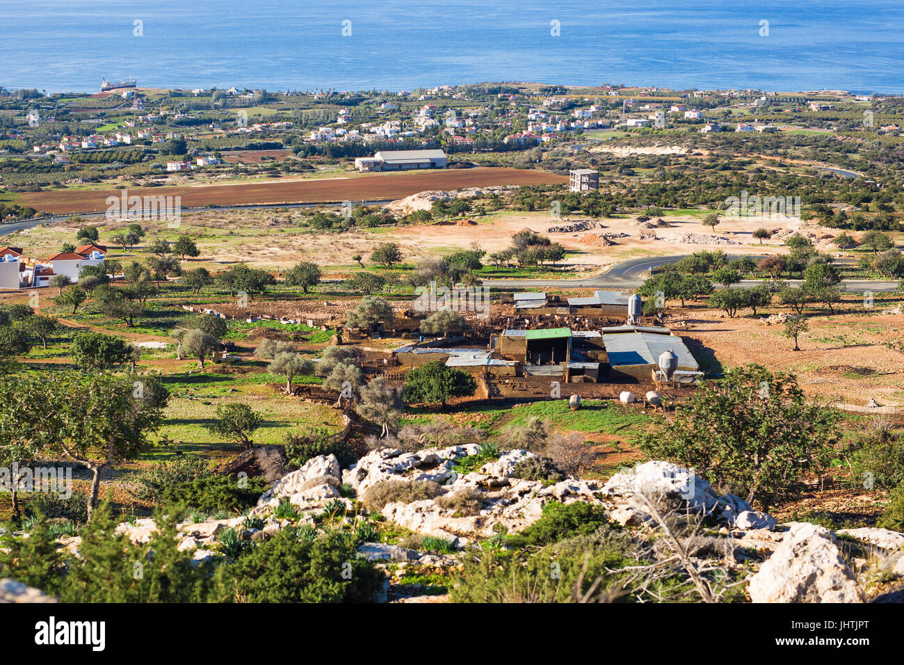 Beautiful summer landscape in a farm in The Mediterranean. A beautiful ...