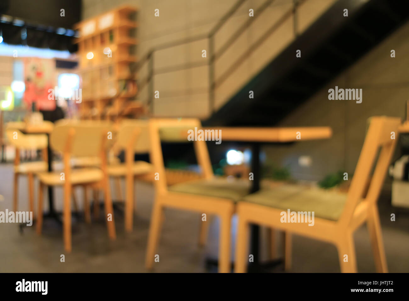 Blurred cafe restaurant or coffee shop in soft color minimalist style ...