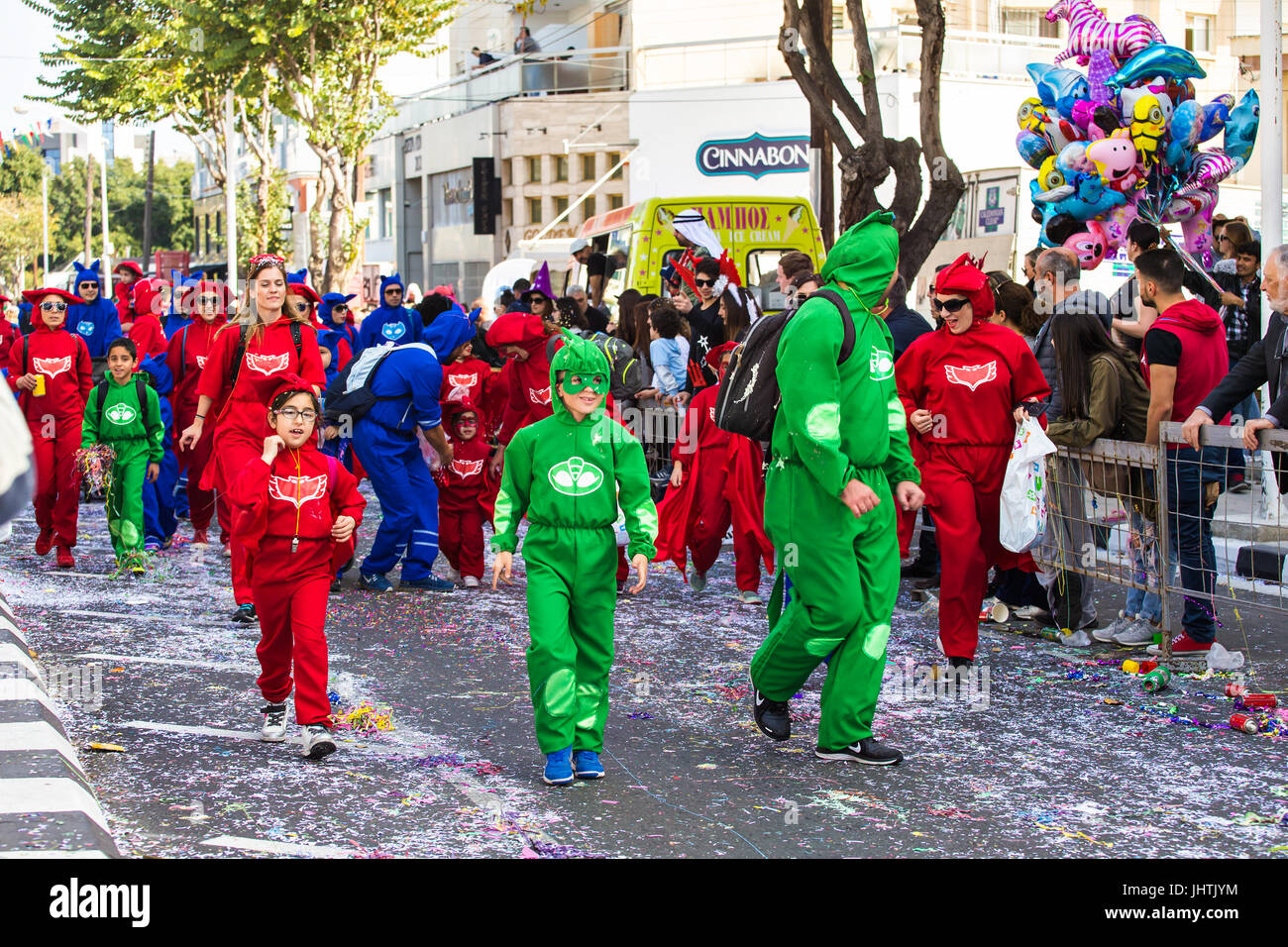 LIMASSOL, CYPRUS - FEBRUARY 26: Happy people in teams dressed with ...