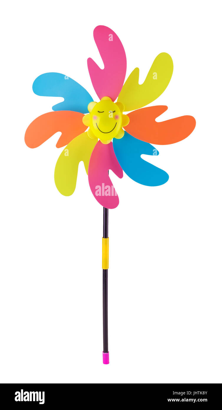 Plastic windmill children's toy isolated on white background Stock ...