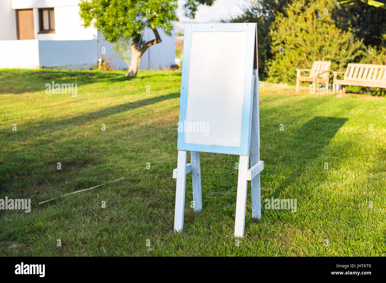 Wooden display board outdoor near the shop or restaurant Stock Photo ...