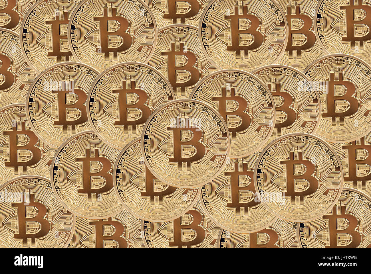 many golden bitcoins Can be use as background Stock Photo - Alamy