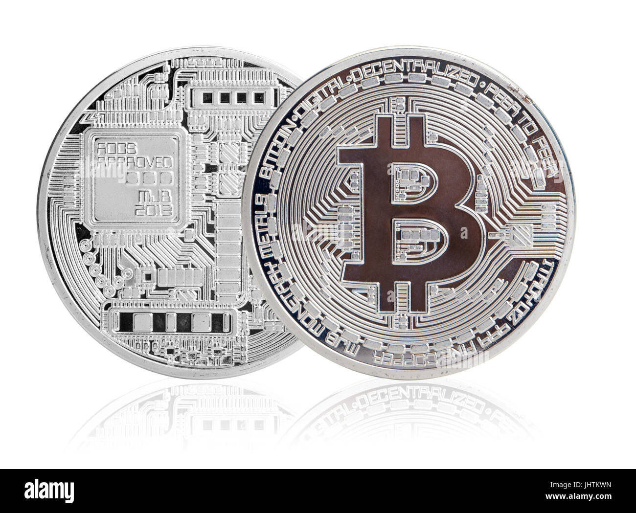 silver bitcoin isolated on white background Stock Photo - Alamy