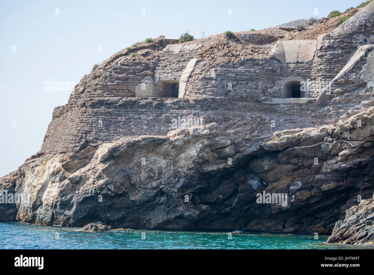 Coastal fortifications at the entrance to the harbour at Cartagena in ...