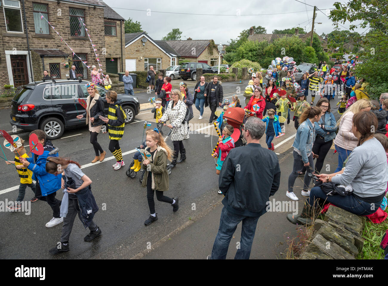 Parade at village carnival, Charlesworth, Derbyshire, England Stock ...