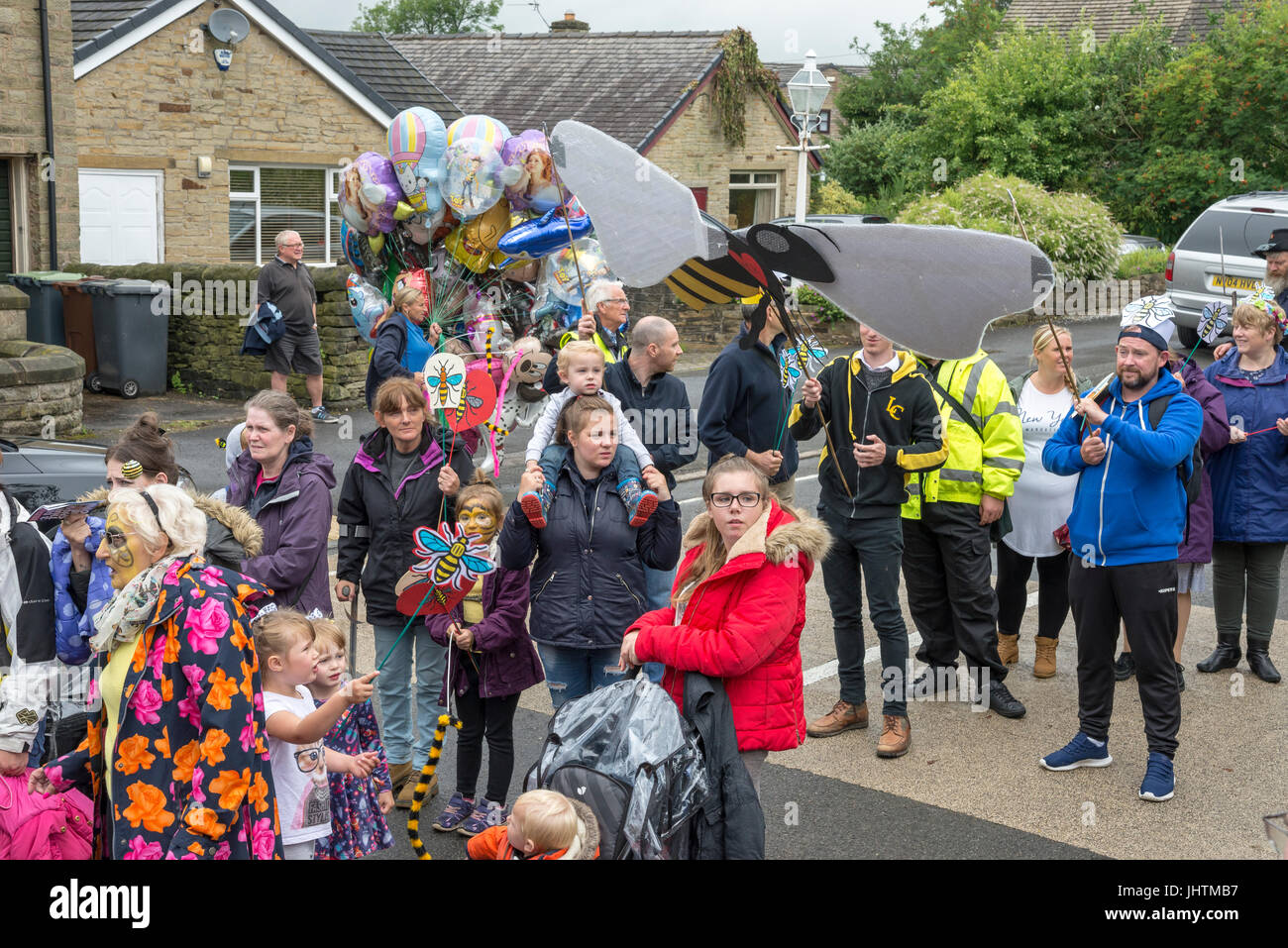 Parade at village carnival, Charlesworth, Derbyshire, England Stock ...