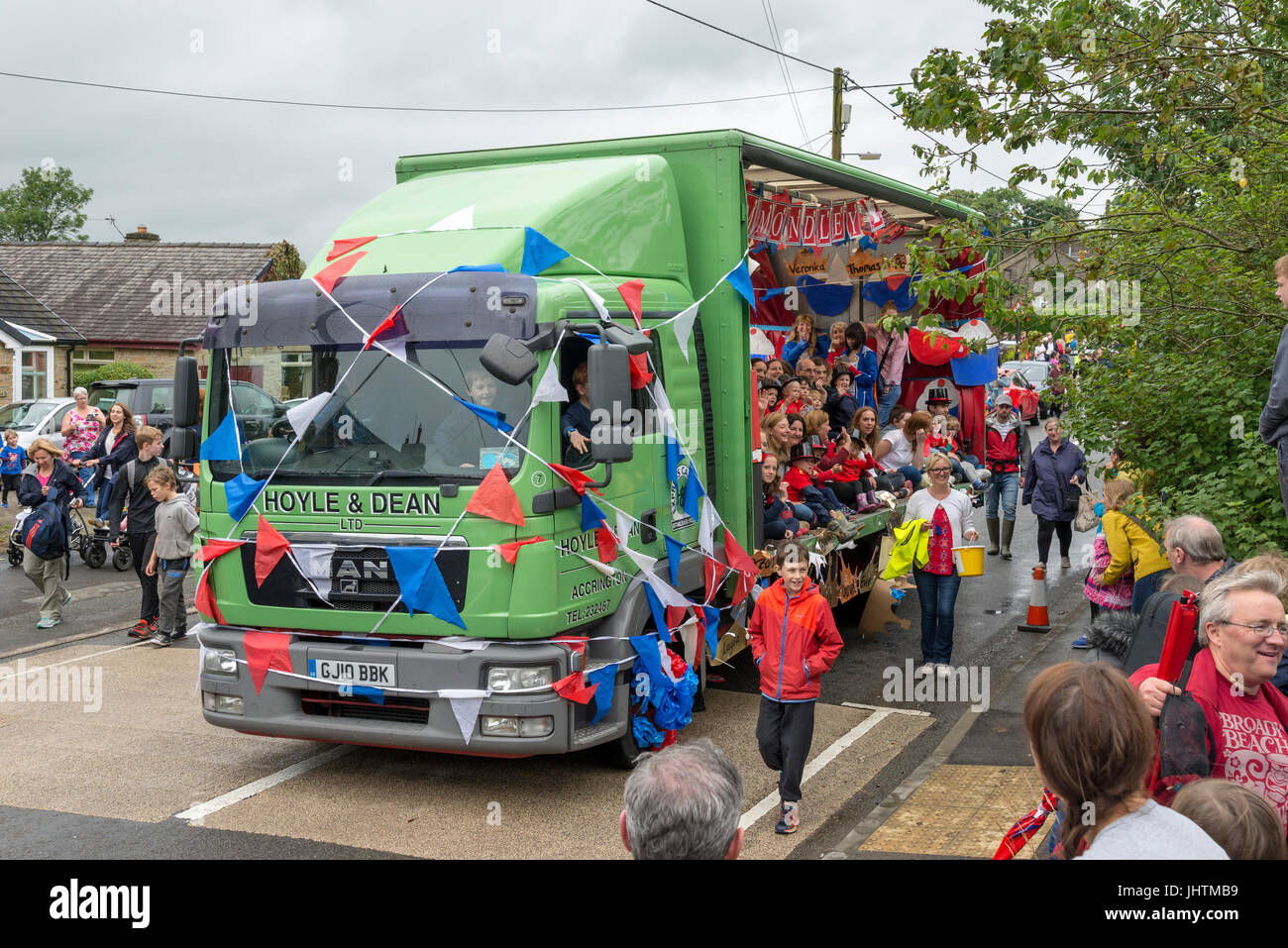 Float at village carnival, Charlesworth, Derbyshire, England Stock ...