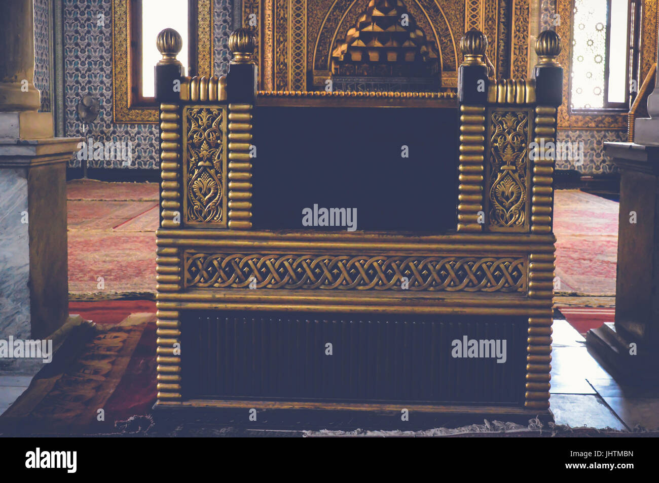 cairo, egypt, may 6, 2017: view of golden chair inside muhammad ali ...