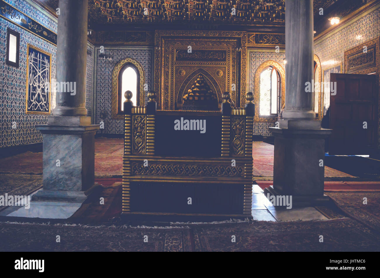 cairo, egypt, may 6, 2017: view of golden chair inside muhammad ali ...
